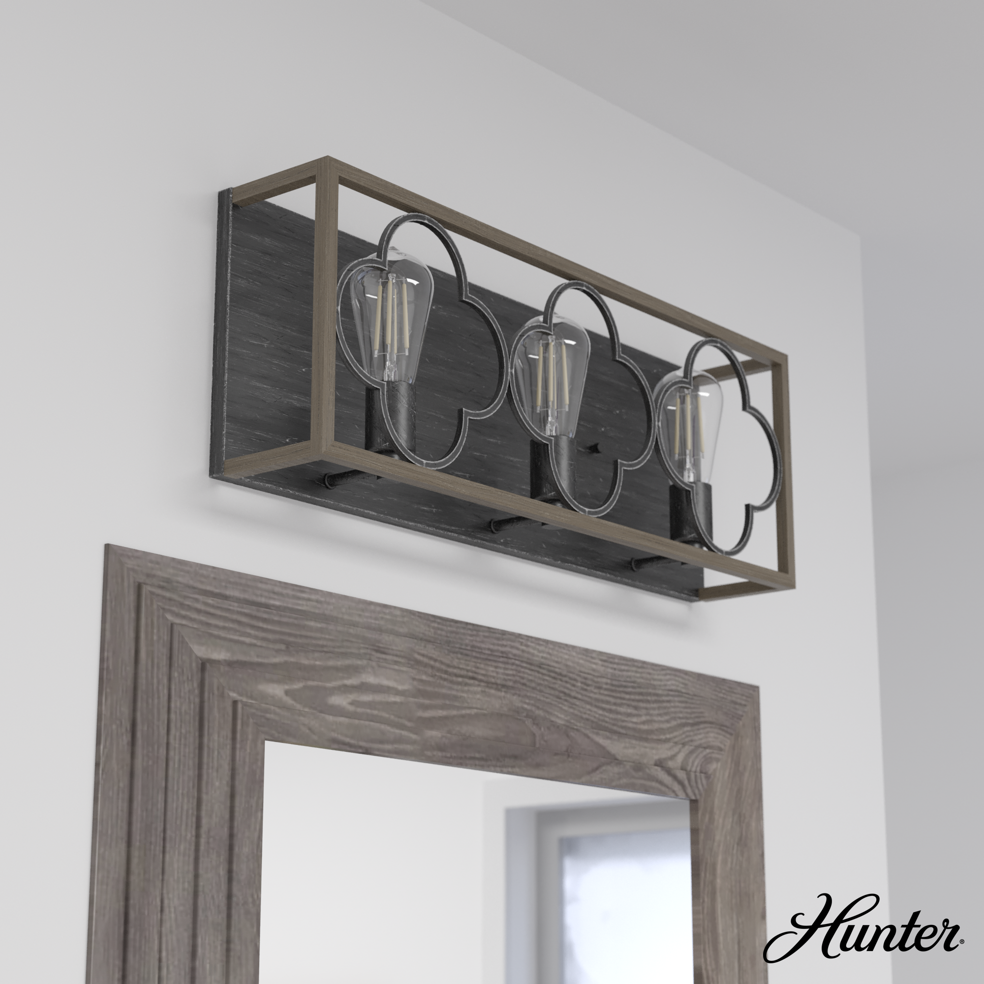 Hunter - Gablecrest 3-light French Oak, Medium Size Vanity Light ...