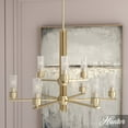 Hunter Gatz Alturas Gold with Ribbed Glass 9 Light 2 Tier Chandelier ...