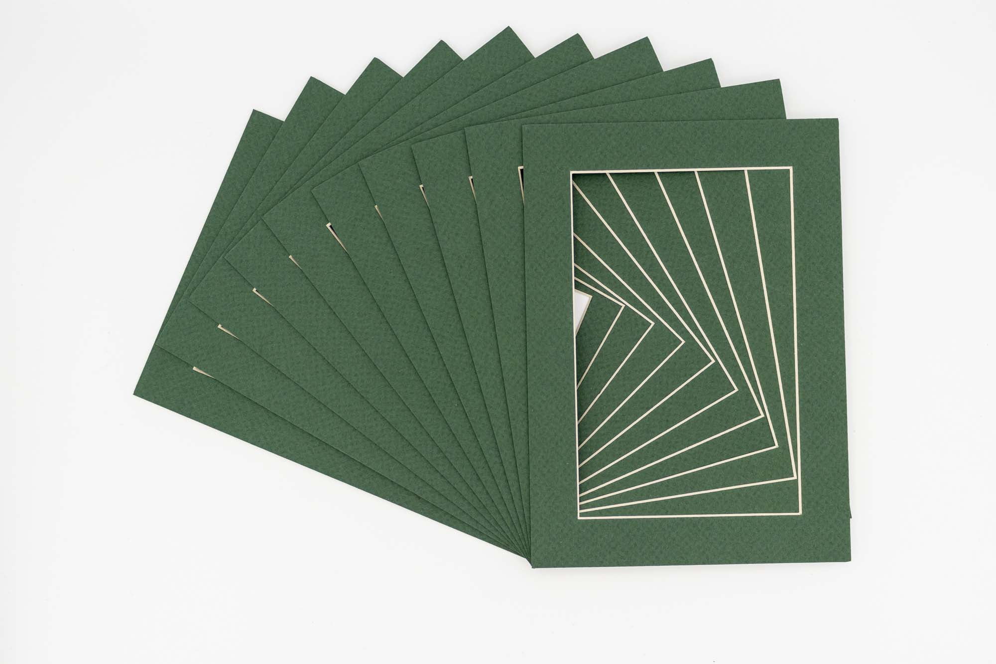 Hunter Green Acid Free 8.5x11 Picture Frame Mats with White Core Bevel ...
