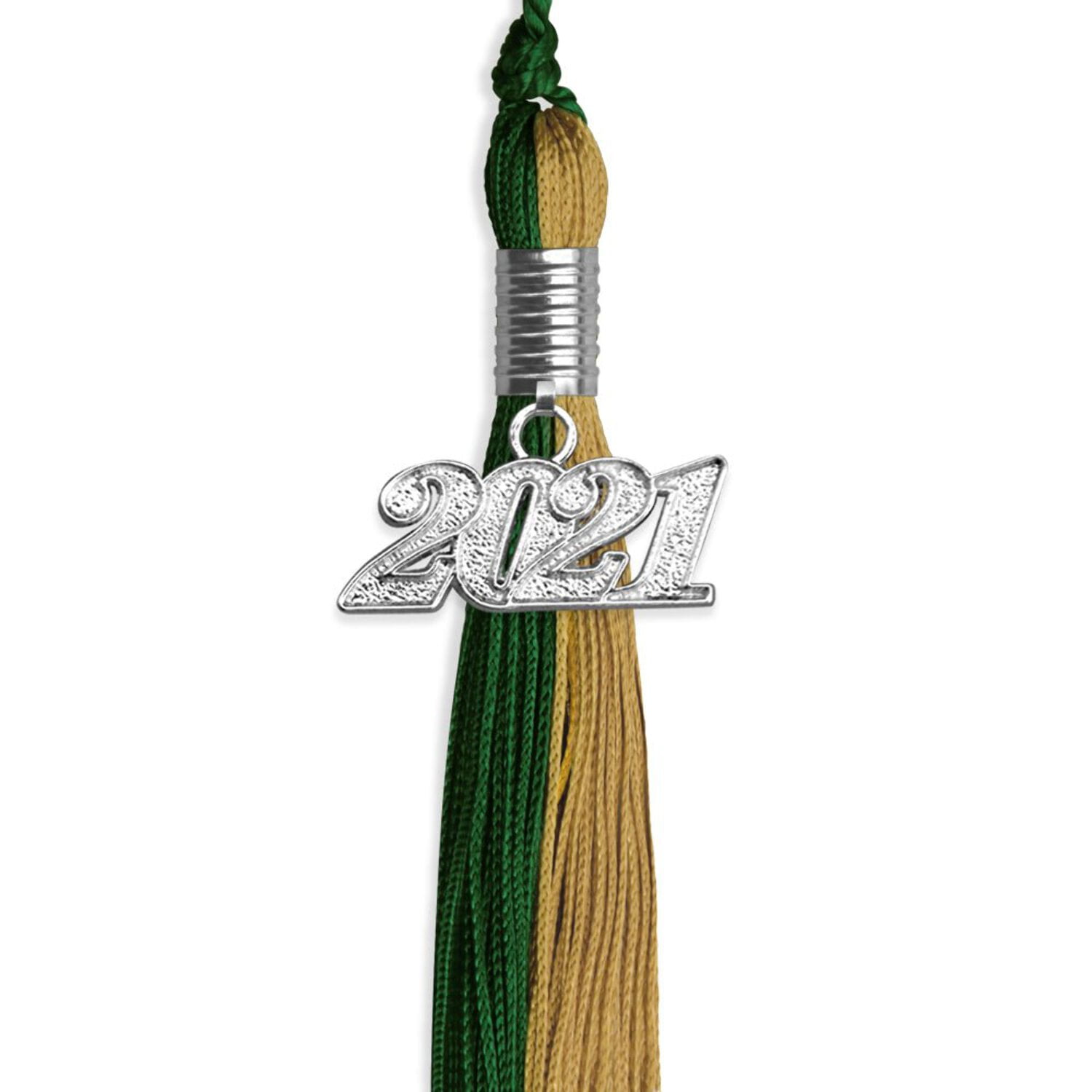 Hunter Green/Antique Gold Graduation Tassel with Silver Date Drop ...