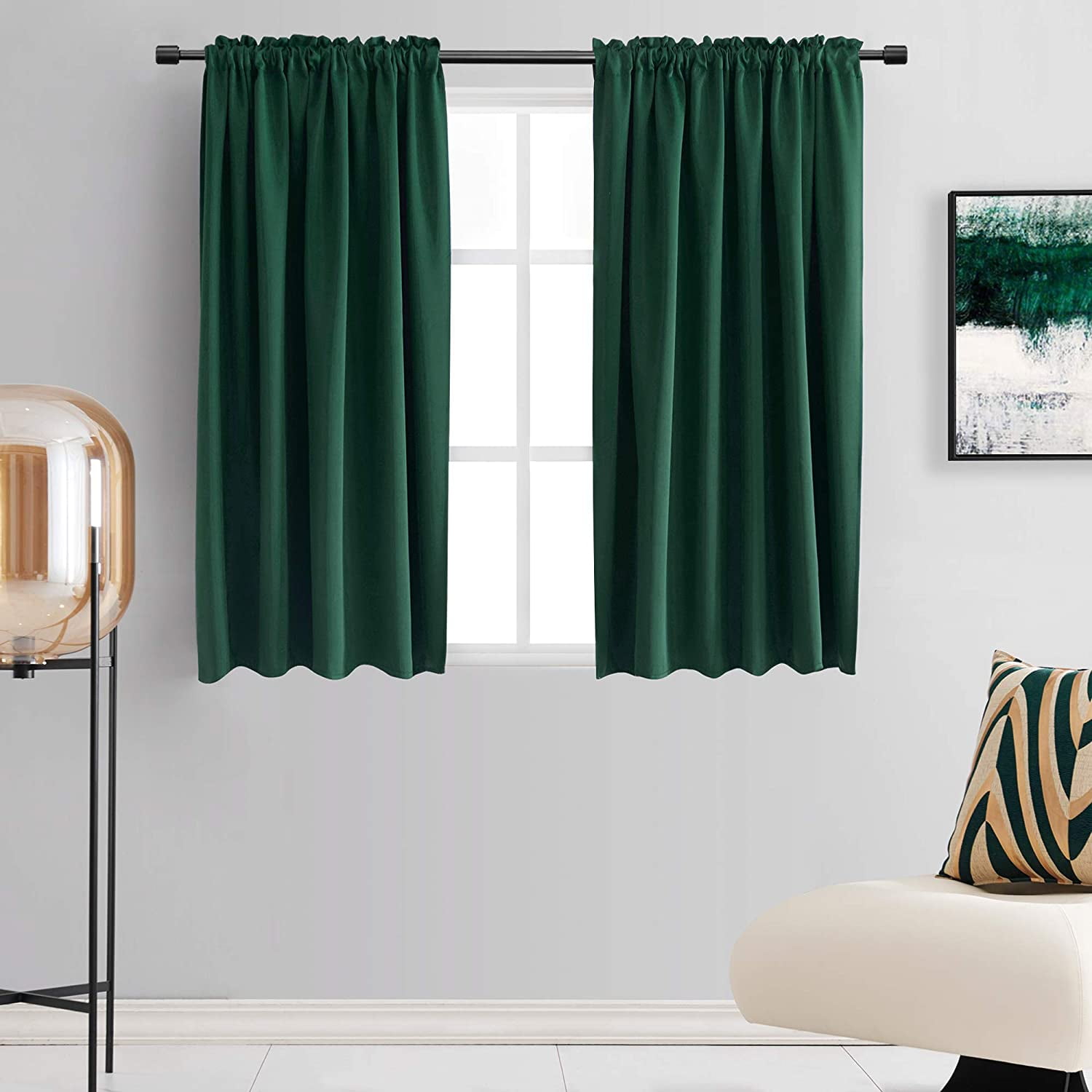 Hunter Green Blackout Thermal Insulating Window Curtain Panels for ...