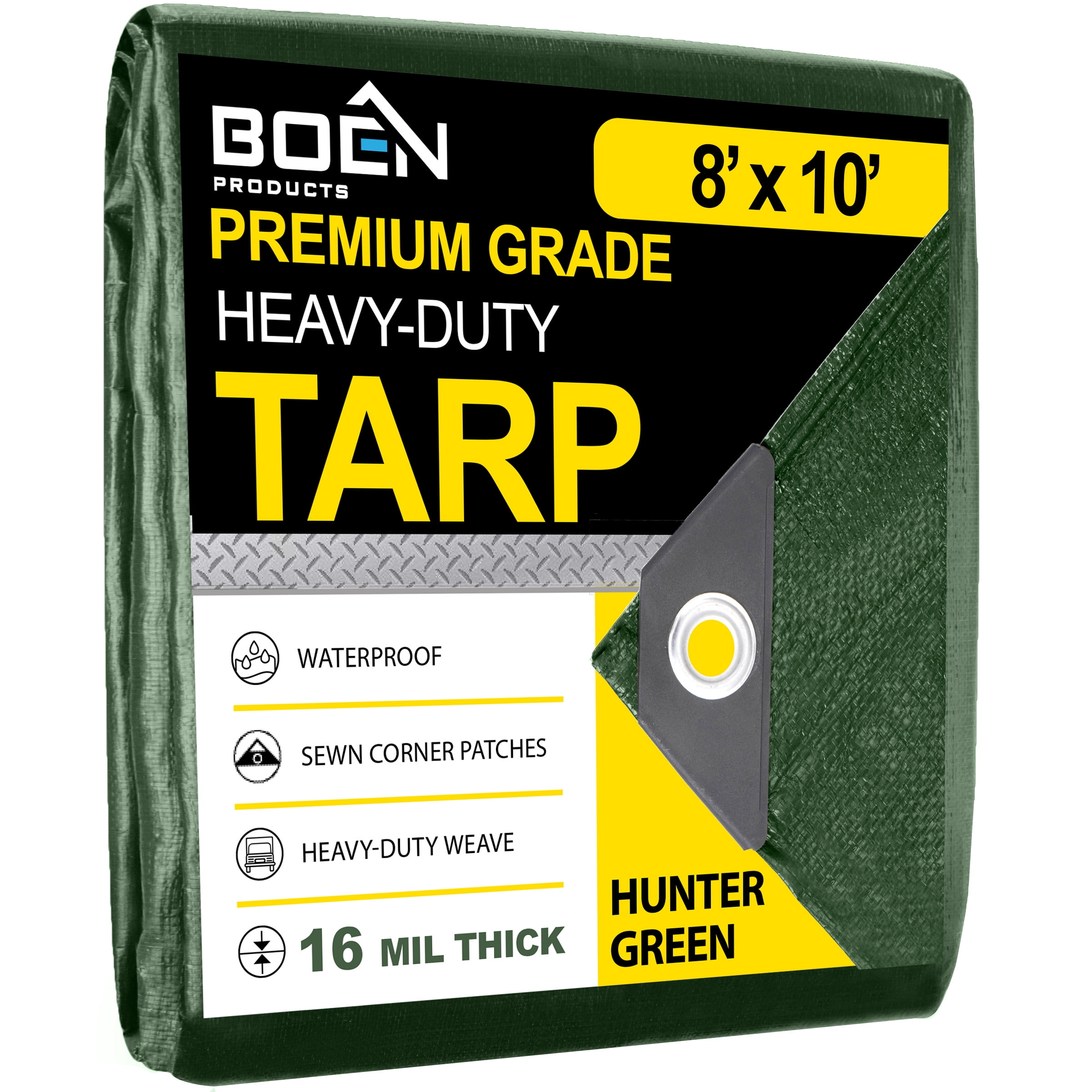 Hunter Green Large Ultra Heavy Duty Tarp 8' x 10', 16 Mil Thickness ...