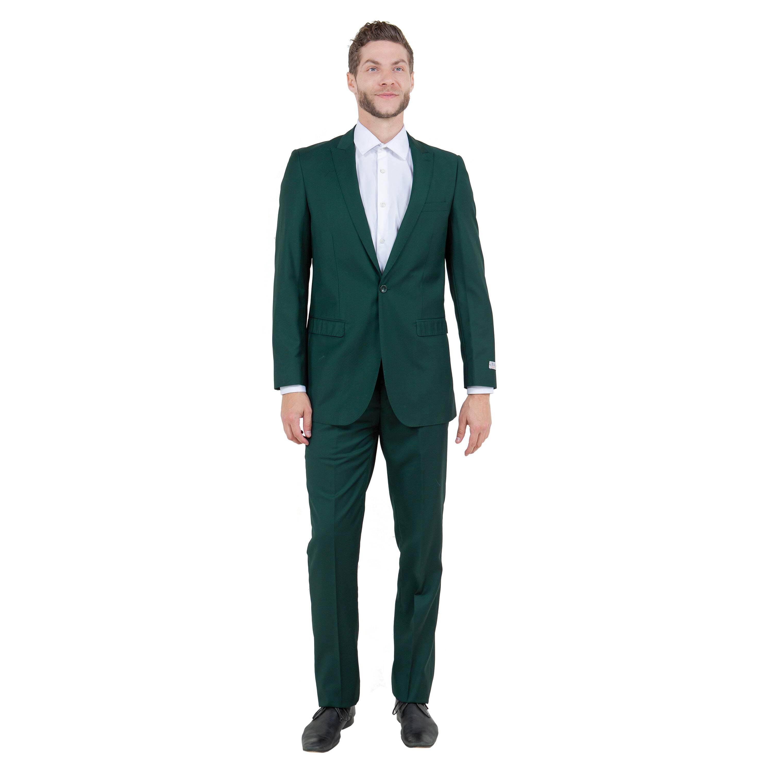 Hunter Green Solid 2-PC Slim Fit Performance Stretch Suits - Walmart.com
