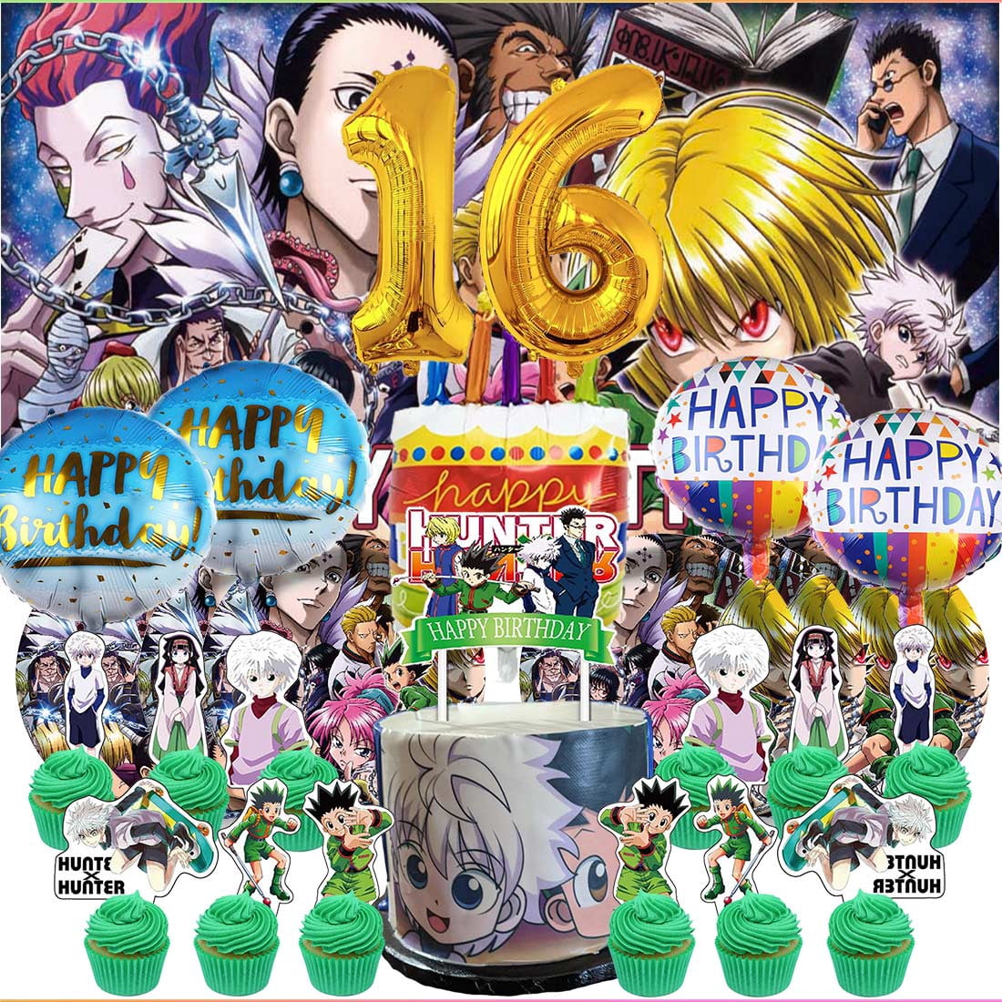 Hunter × Hunter 16th Tableware Balloons Cake Toppers Backdrop Banner ...