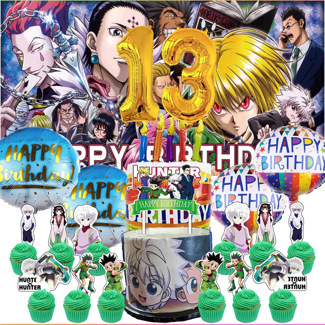 Hunter × Hunter Party Supplies Decor 13th Kit Balloons Birthday Cake ...