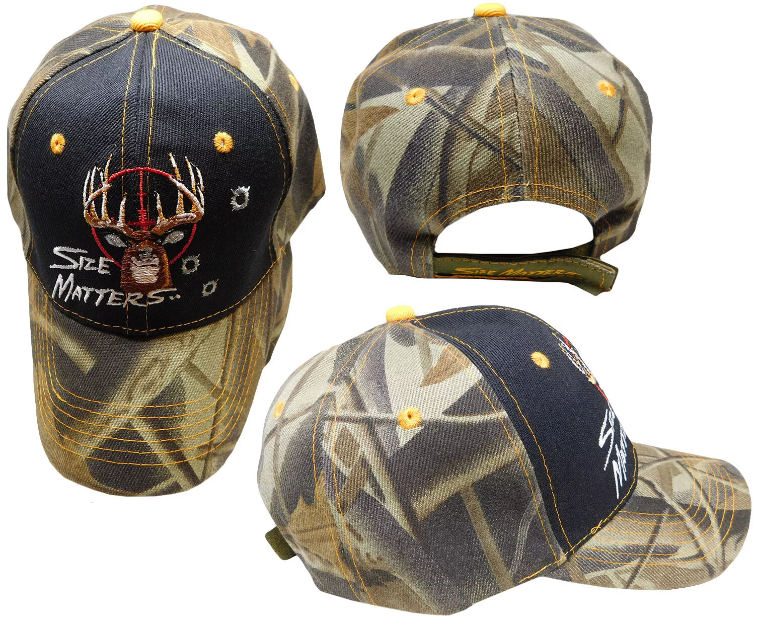 Hunter Hunting Size Matters Buck Deer Black Camo Embroidered Cap Hat ...