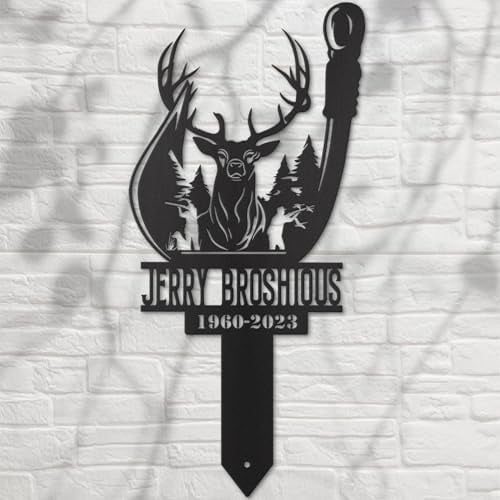 Hunter Memorial Plaque With Stake, Personalized Deer & Fishing Dad in ...