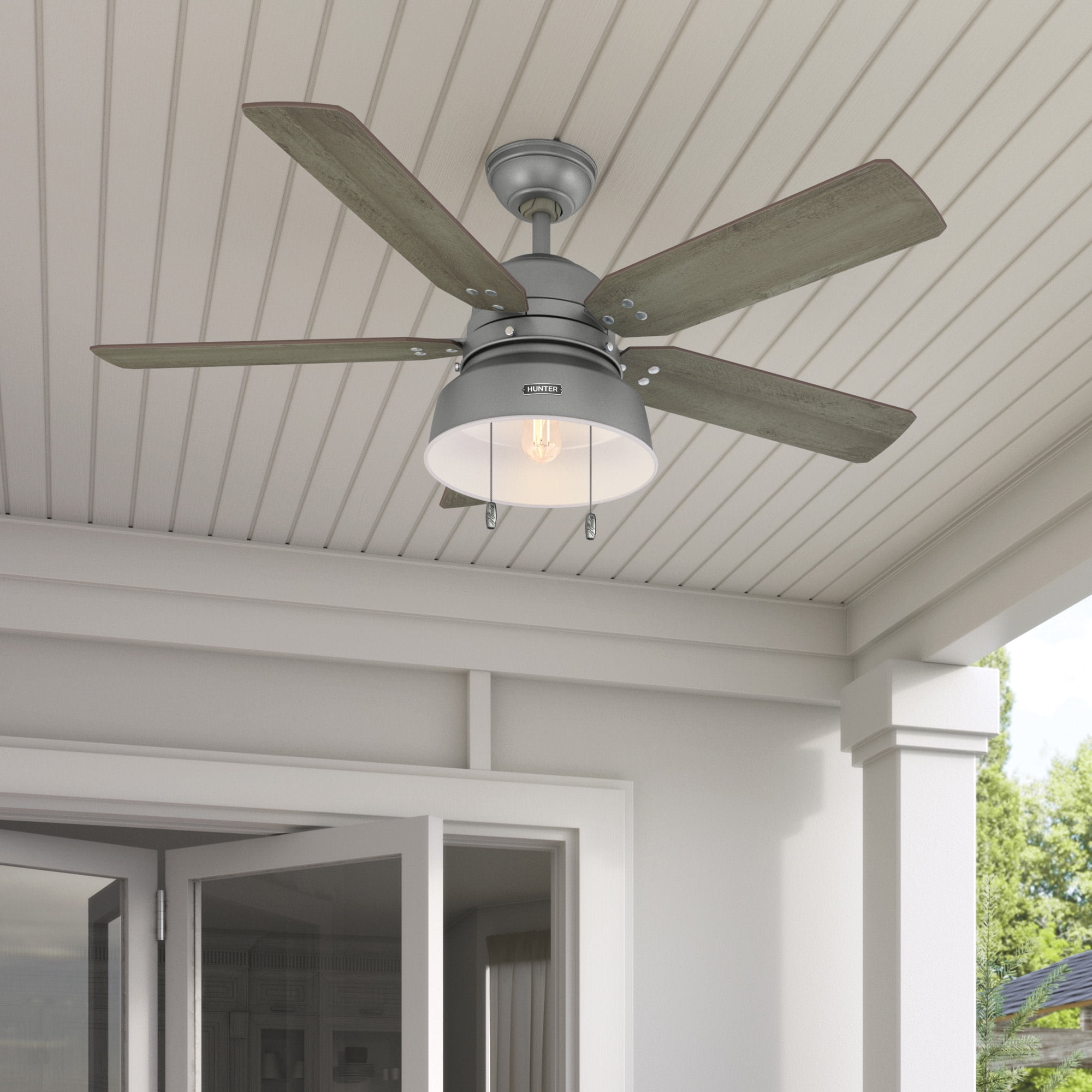 Hunter - Mill Valley Indoor/Outdoor Ceiling Fan With Light, 52-inch ...