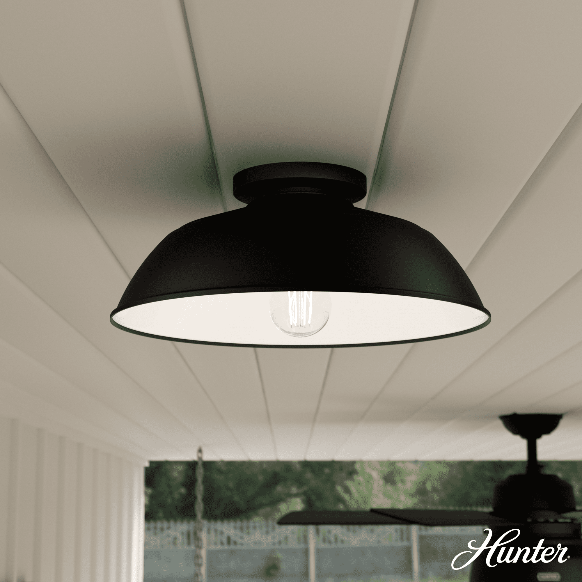 Hunter - Mill Valley 1-light Matte Black, , Dimmable, Transitional ...