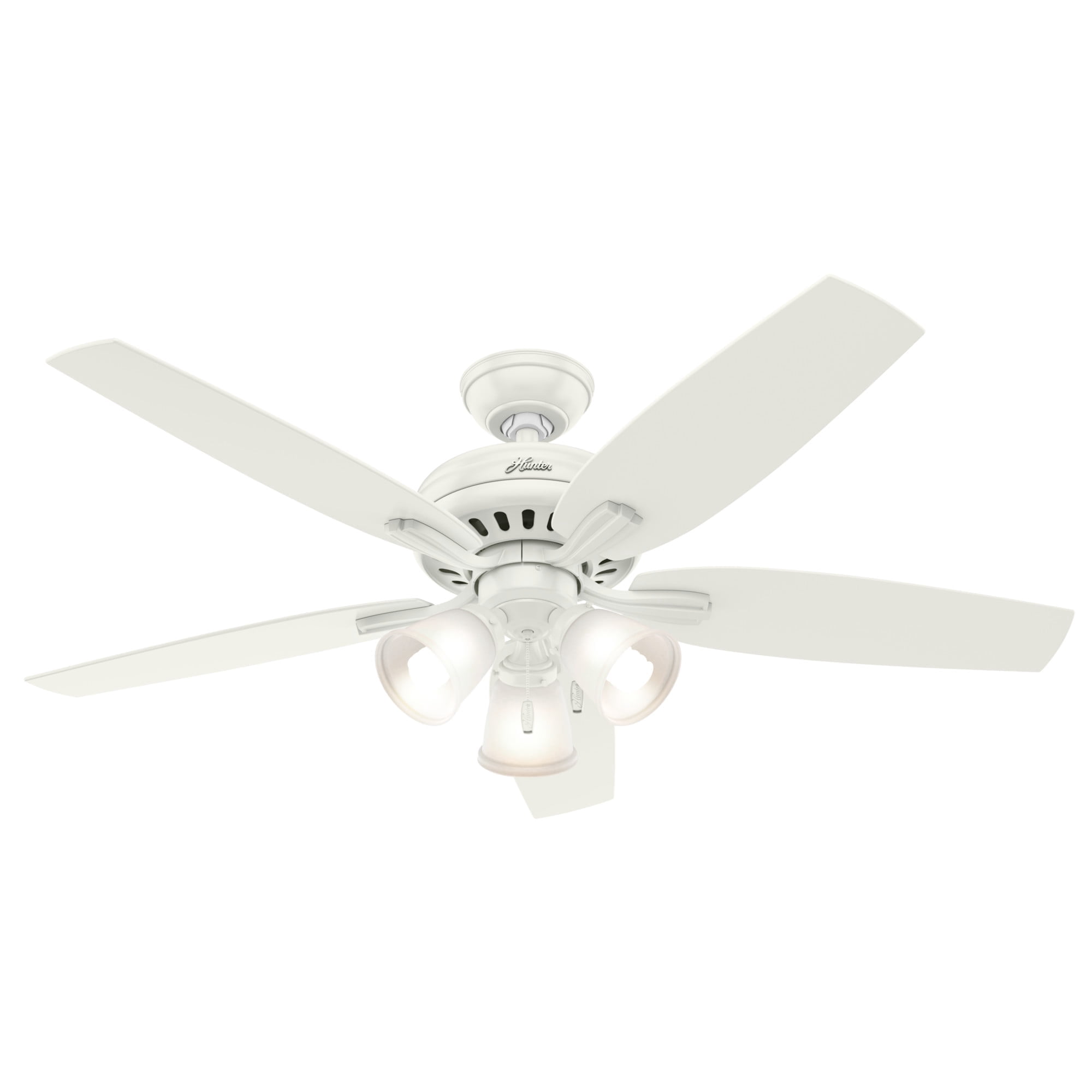 Hunter Newsome Indoor Ceiling Fan with Light, 52-inch, Fresh White, 3 ...