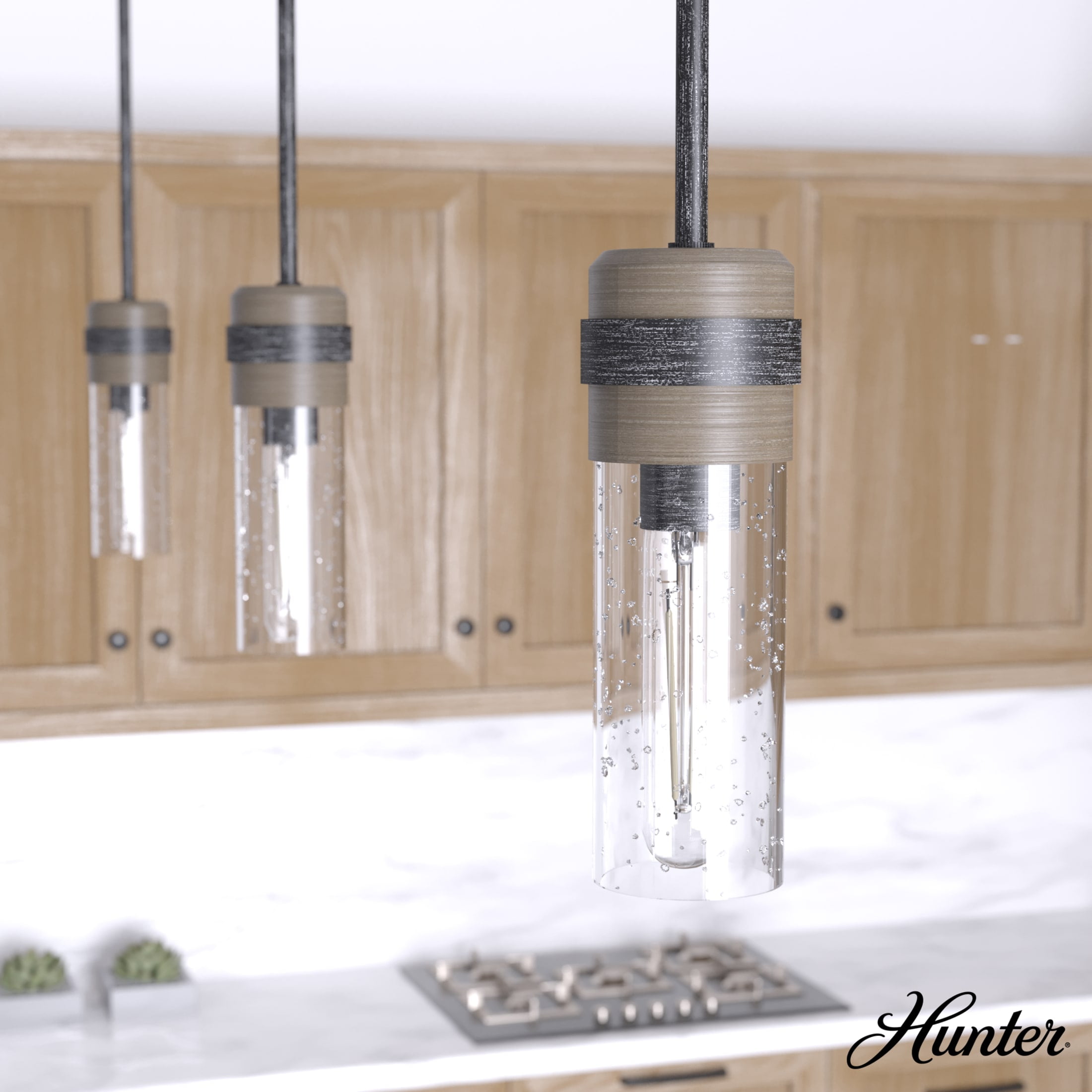 Hunter - River Mill 1-light Rustic Iron, Mini Pendant Light, Dimmable ...