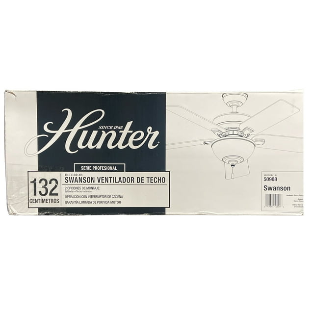 Hunter Swanson Indoor Ceiling Fan LED Lights, Chain Control, 52", Fresh ...