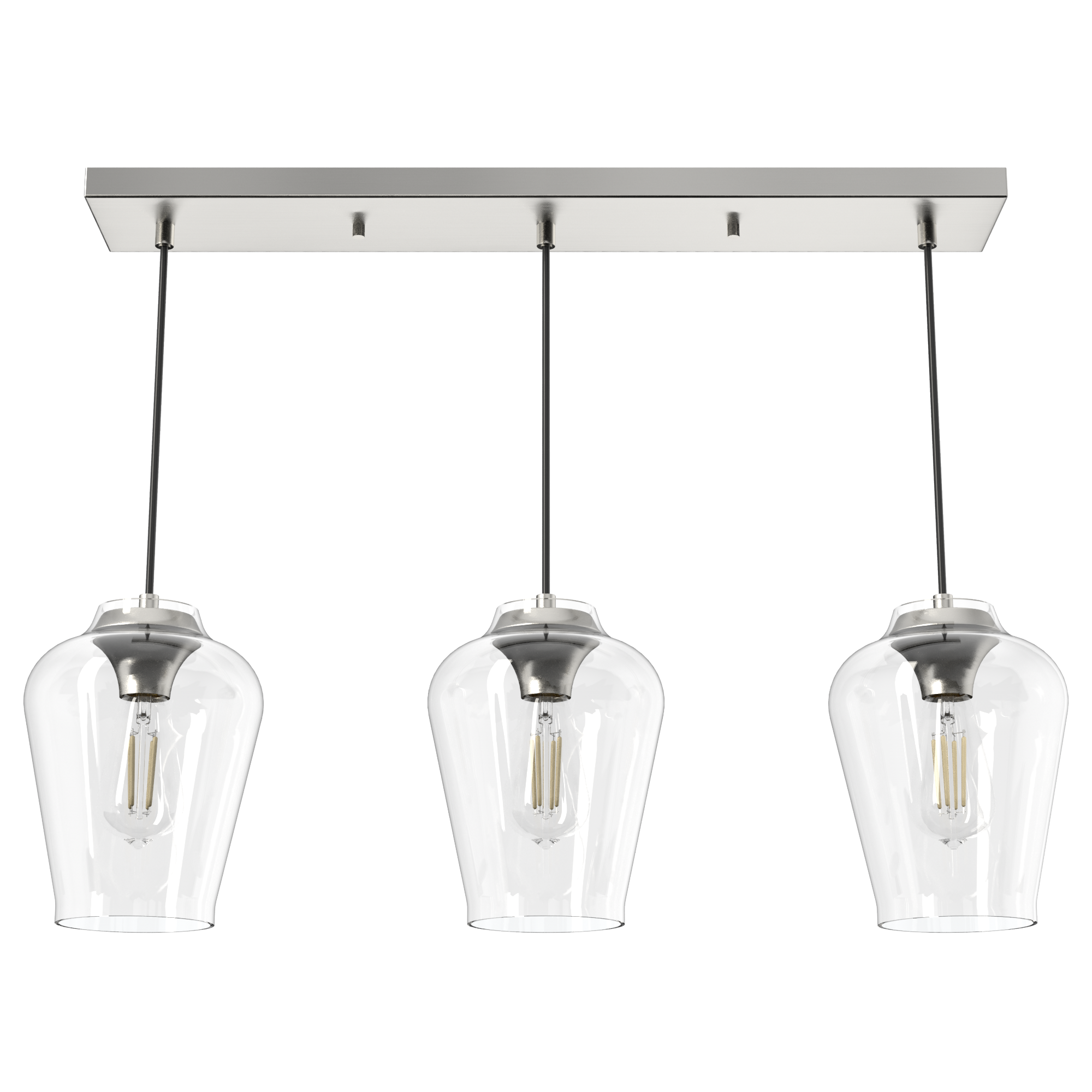 Hunter Lochemeade Brushed Nickel 3 Light Cluster Ceiling Light Fixture ...