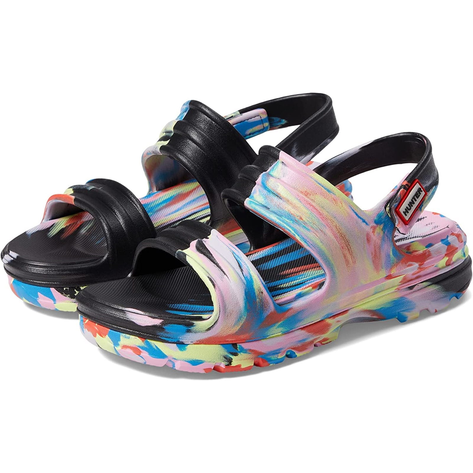 Hunter Women's Bloom Algae Marble Adjustable Strap Sandals, Black,11 M ...