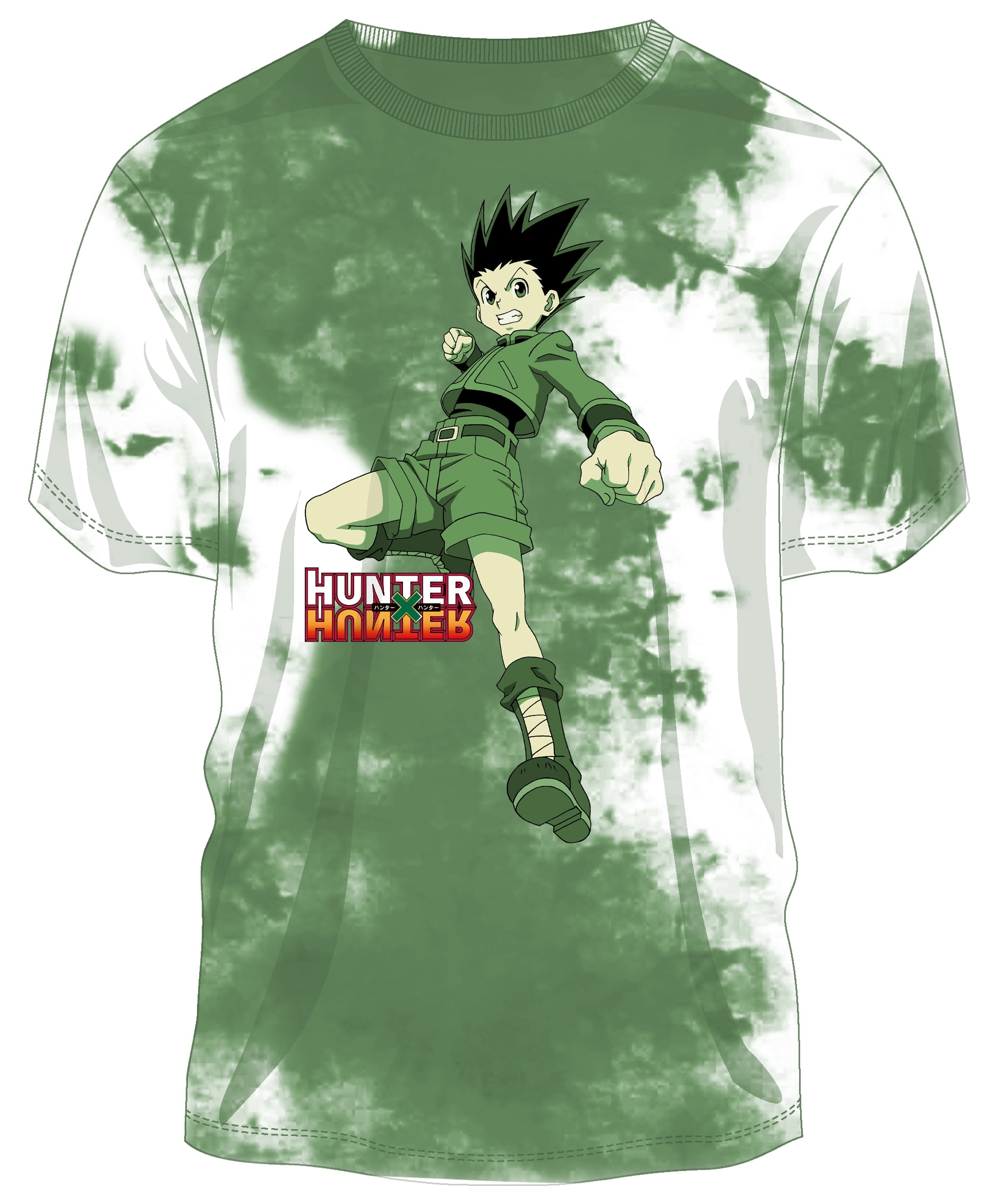Hunter X Hunter Anime Gon Freecss Men's Green And White Tie Dye T-shirt ...