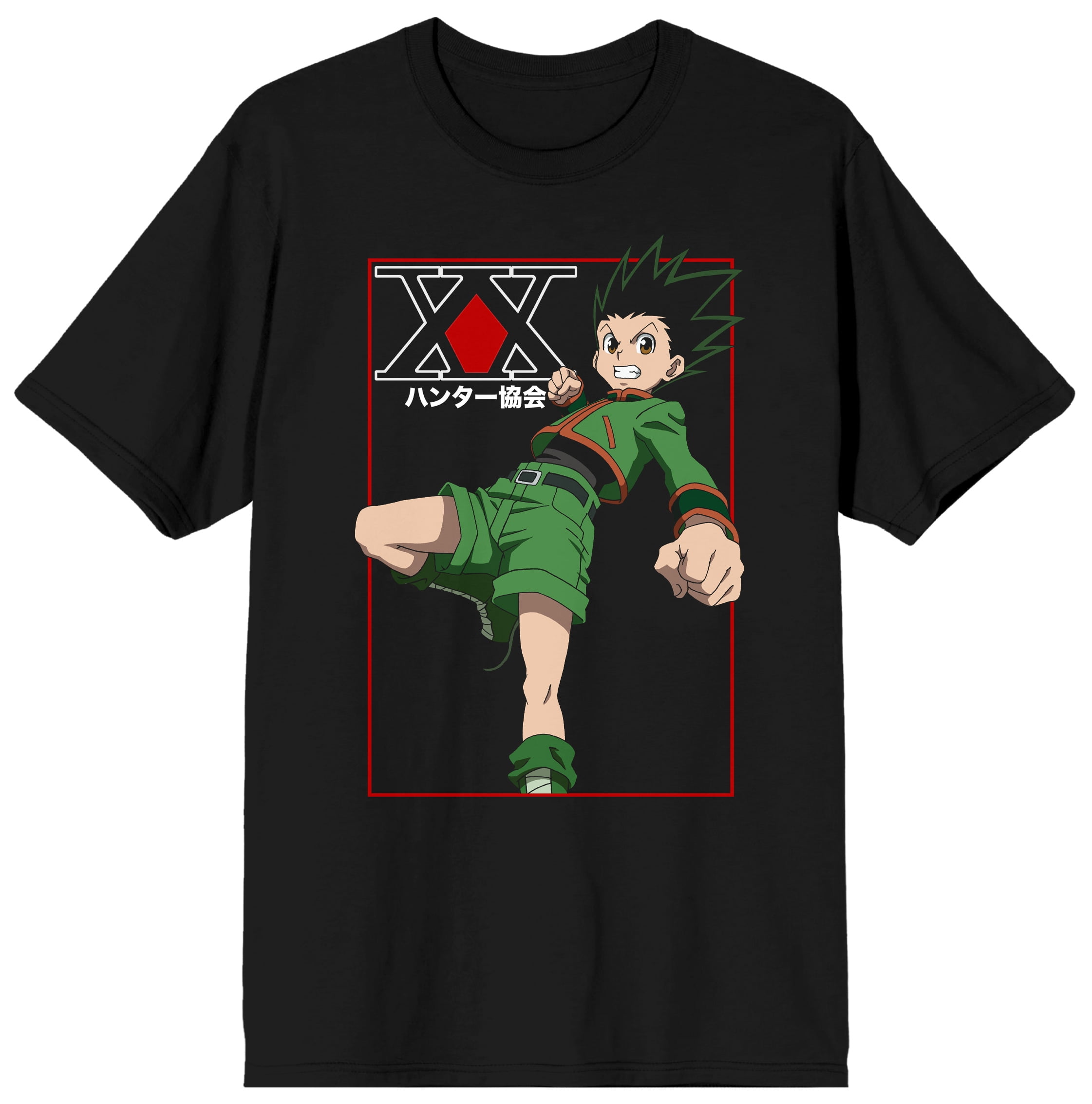 Hunter X Hunter Gon Freecss Punch And Kanji Logo Men's Black Tshirt-5XL ...