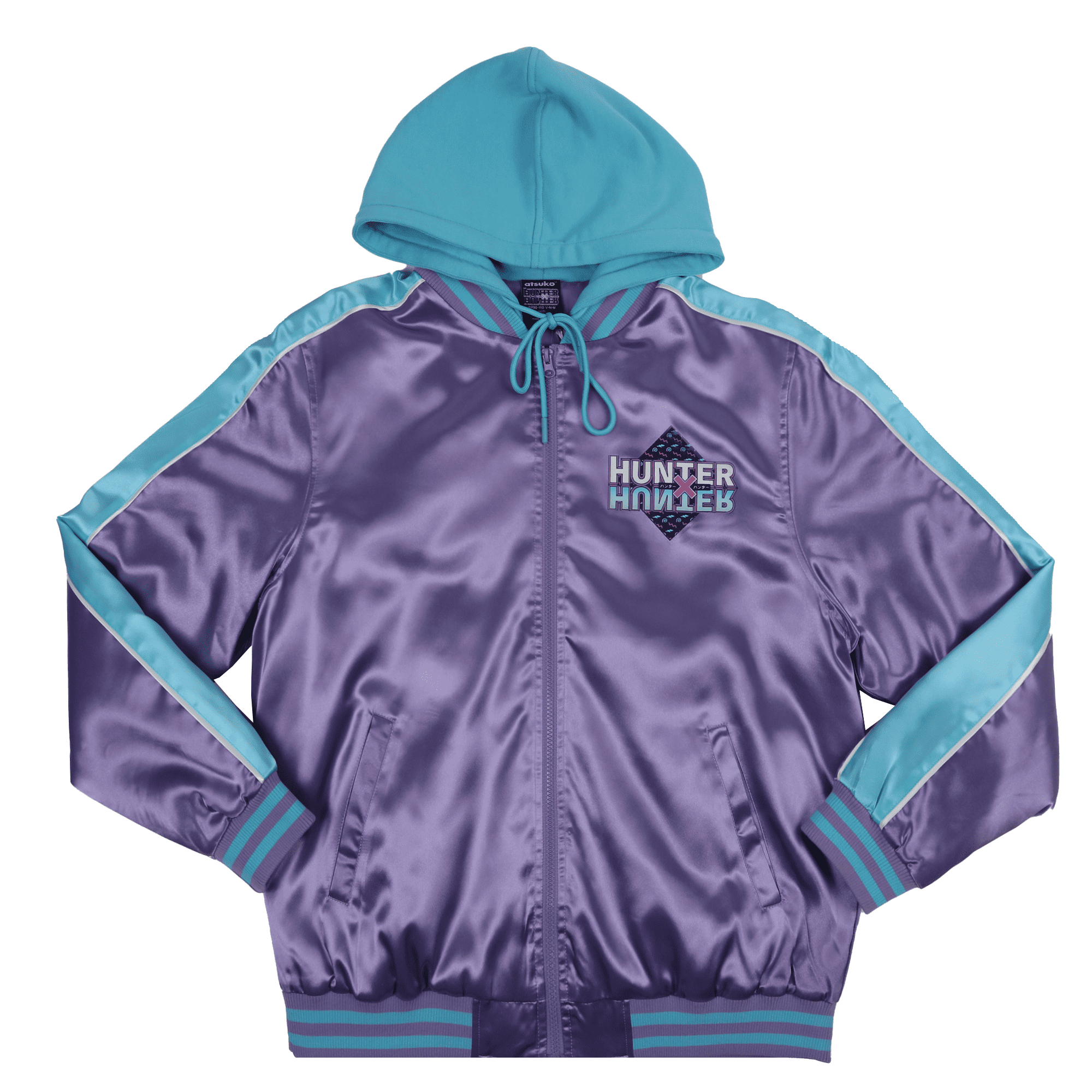 Hunter X Hunter Gon & Killua Long Sleeve Purple Hooded Satin Jacket-M ...