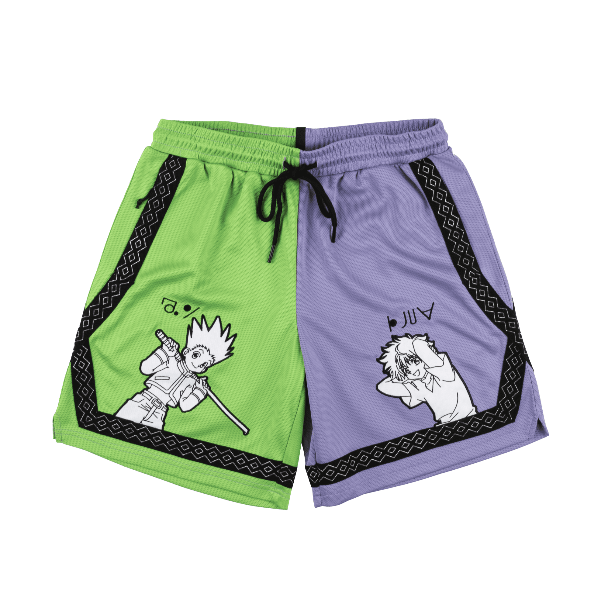 Hunter X Hunter Gon & Killua Split Green & Purple Basketball Shorts-XL ...