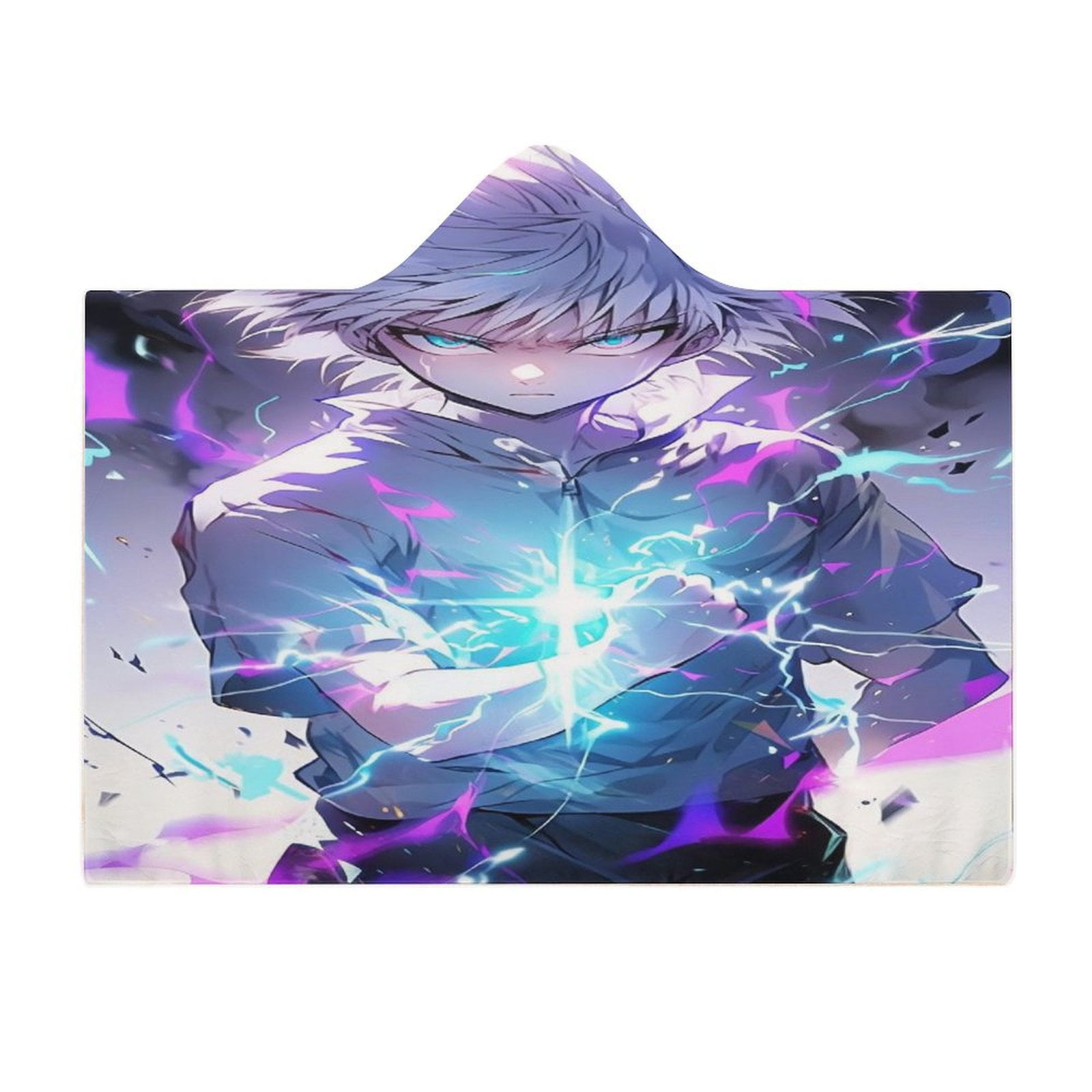 Hunter X Hunte Killua Lightning Wearable Fleece Blanket Hoodie Cloak ...