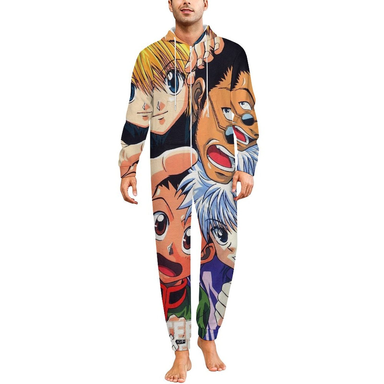 Hunter X Hunter Men's Hooded Jumpsuit Onesie Pajamas Cozy Zip Up One ...