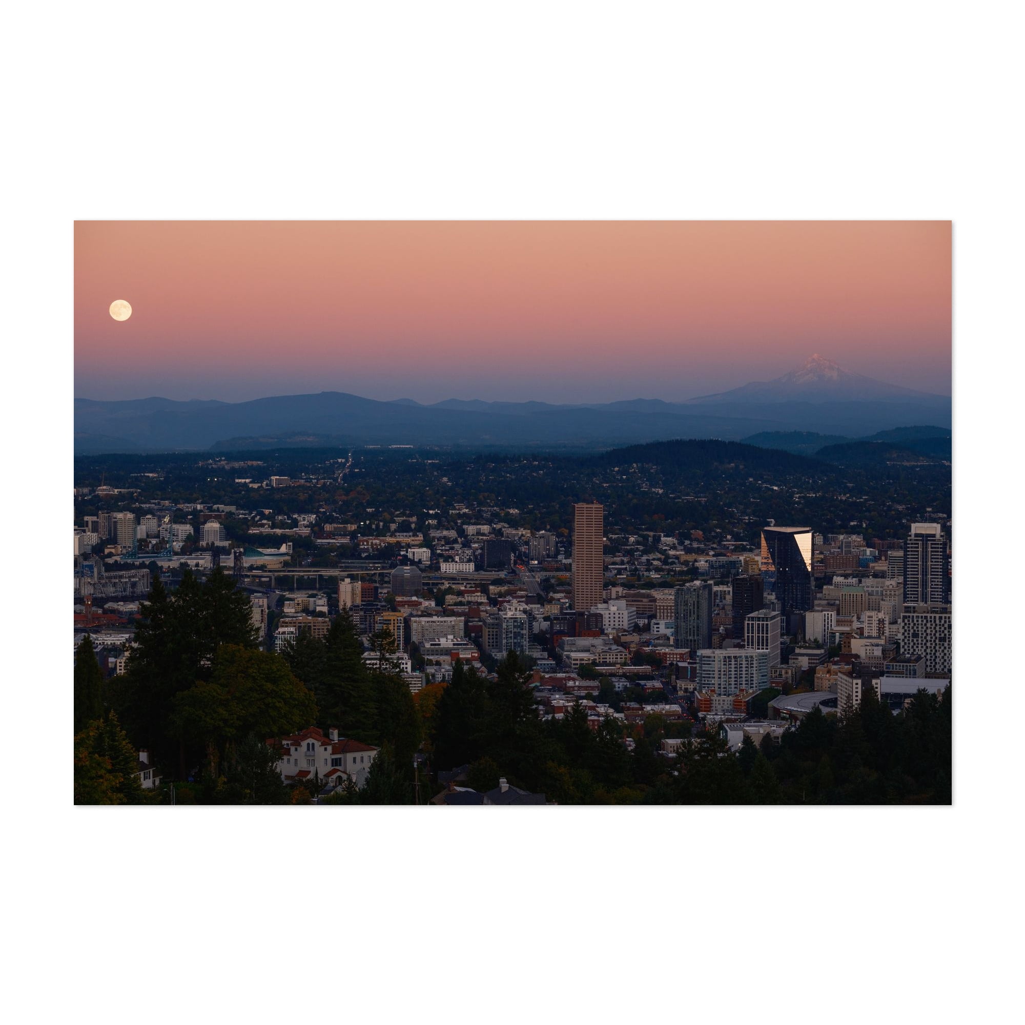 Hunter's Moon Over Portland - Portland Oregon Photography Cityscape ...