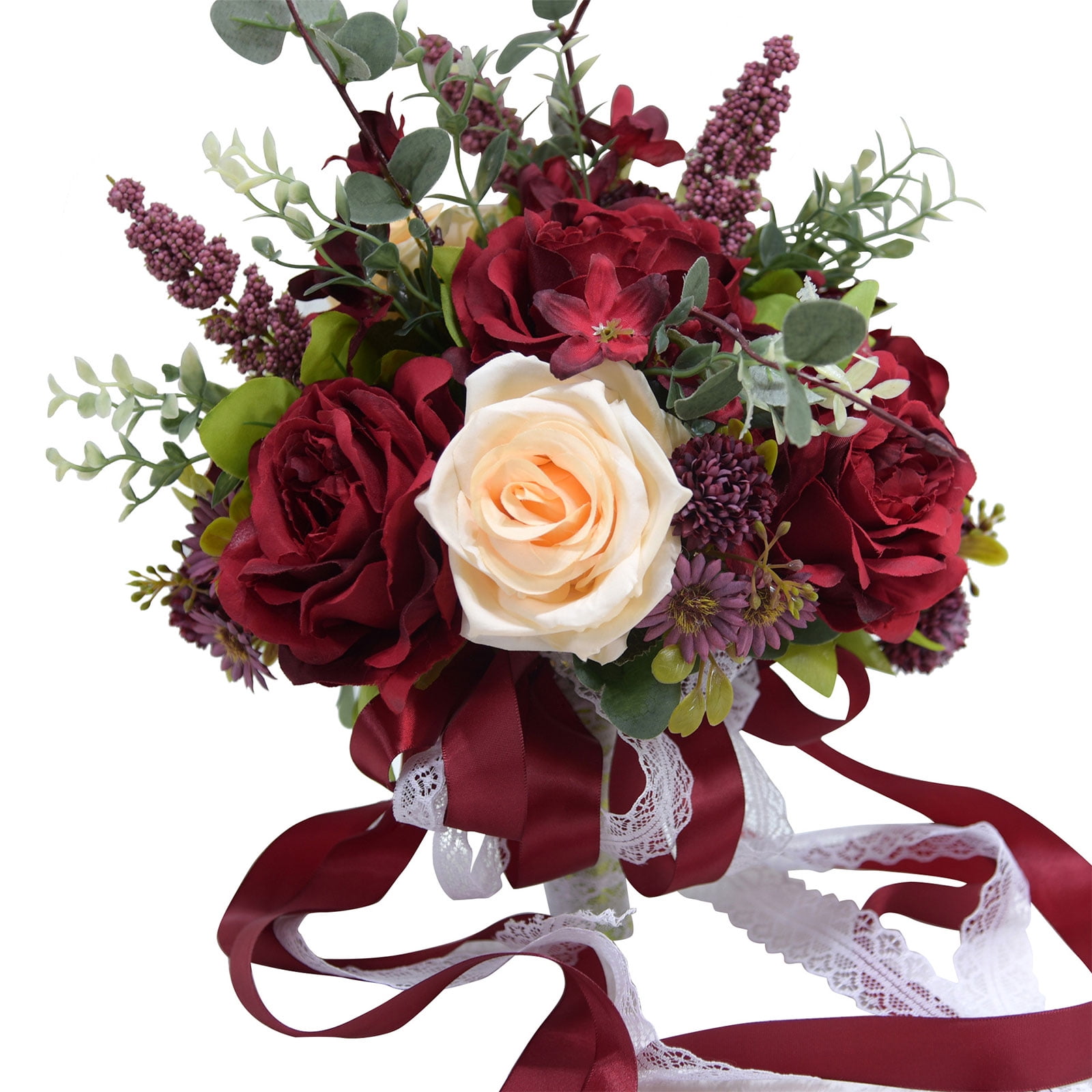 Huntermoon 26cm Artificial Silk Pink Roses Wedding Bouquet - Walmart.com