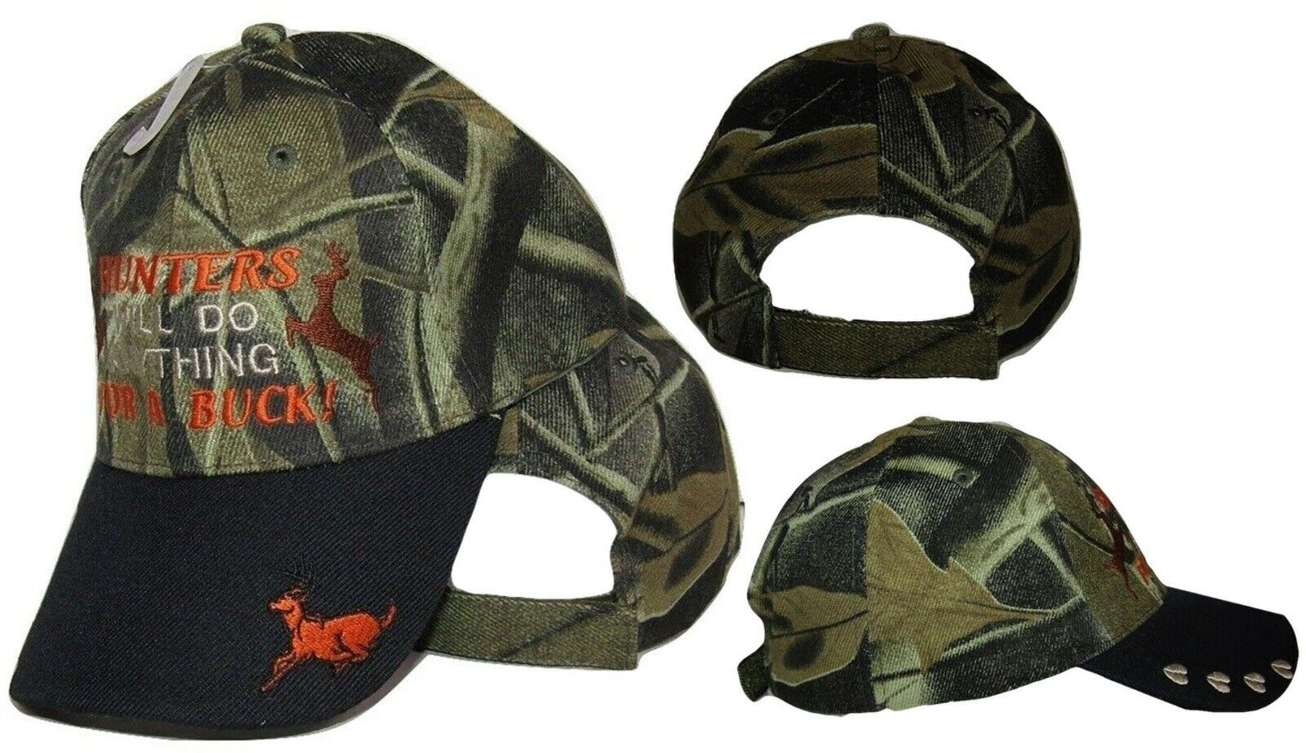 Hunters Will Do Anything For A Buck Black Bill Camo Deer Embroidered ...