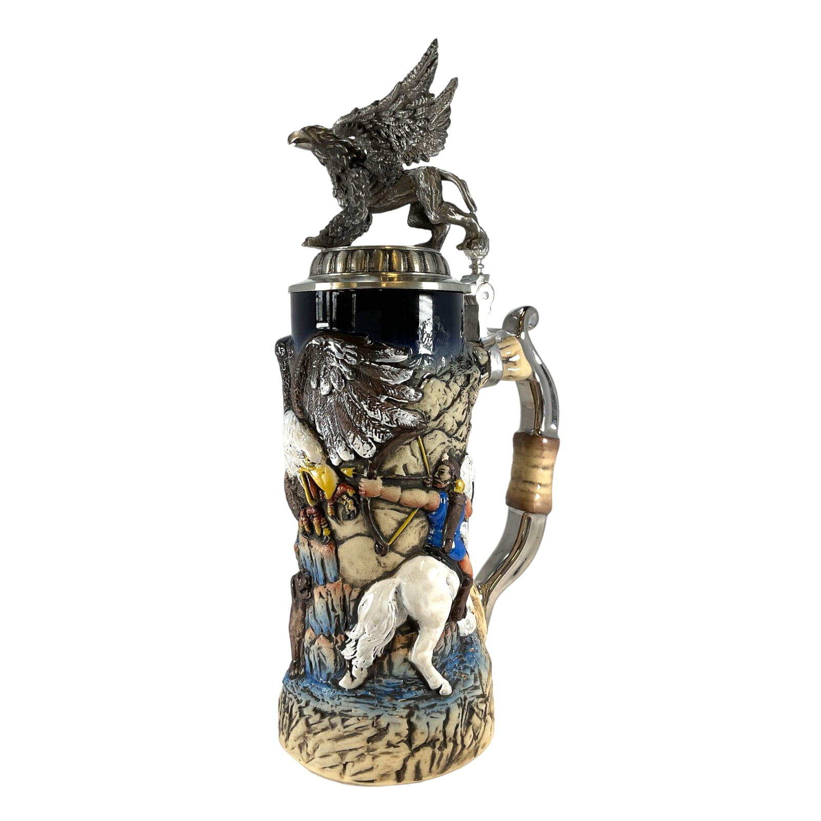 Hunters and Griffin with 3D Pewter Lid LE German Stoneware Beer Stein ...