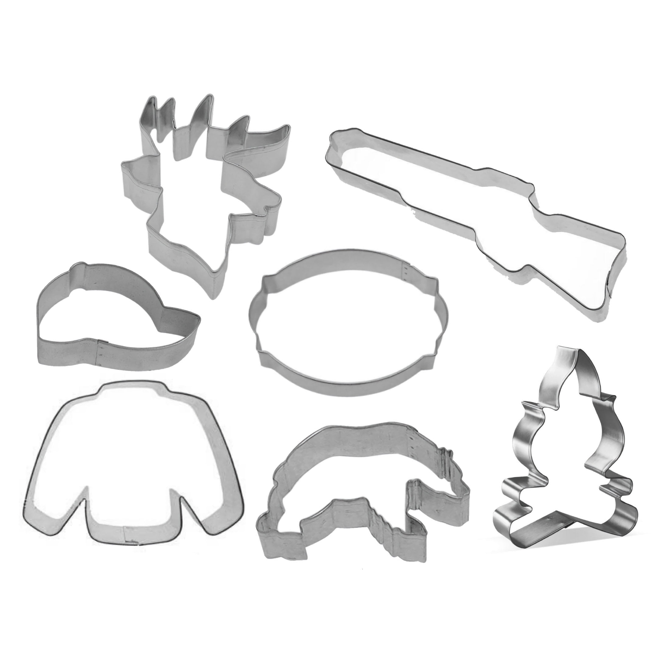 Hunting 7 Piece Cookie Cutter Set - Cap Hat, Bear, Campfire, Deer Head ...