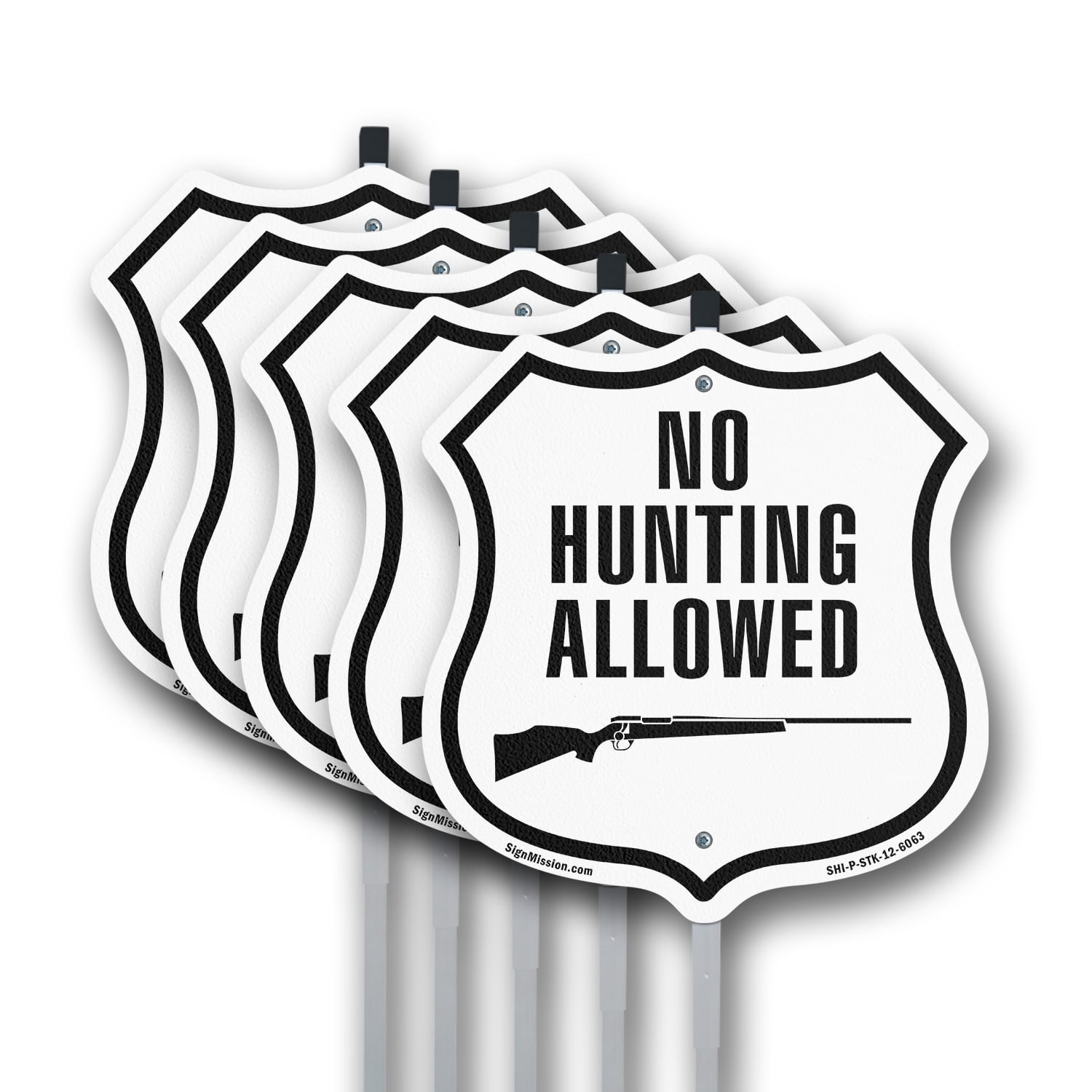 No Hunting Allowed (5 Pack) 12 inch X 12 inch Shield Shaped Commercial ...