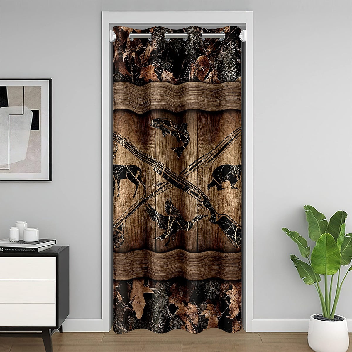 Hunting Animal Blackout Curtain 42"W X 80"L for Bedroom,Moose Fish ...