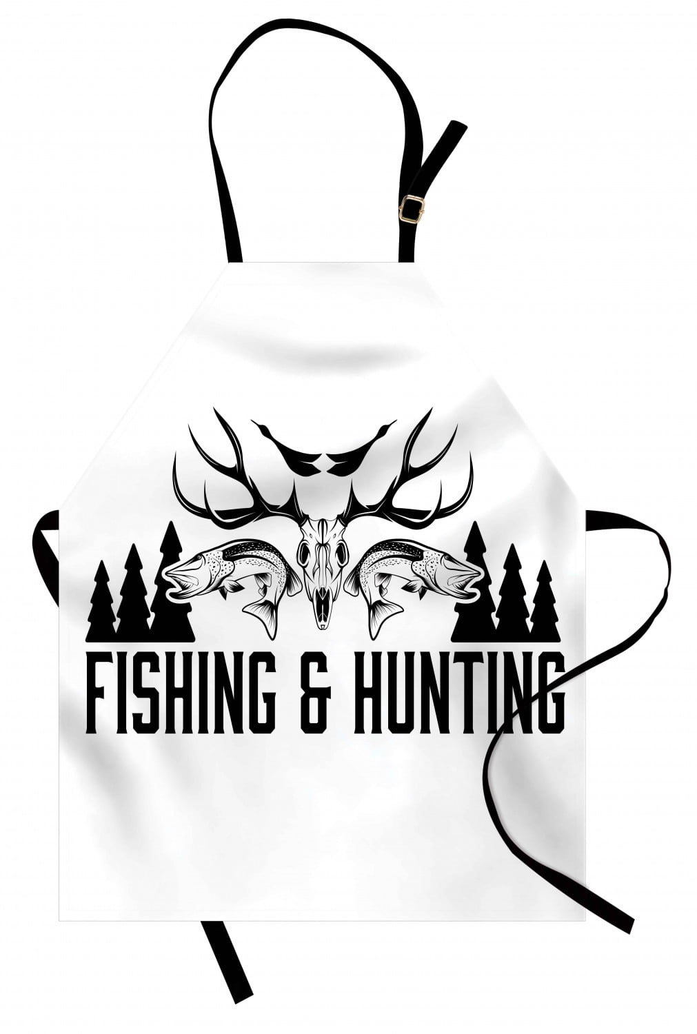 Hunting Apron Hunting and Fishing in Vintage Emblem Design Antler Horns ...