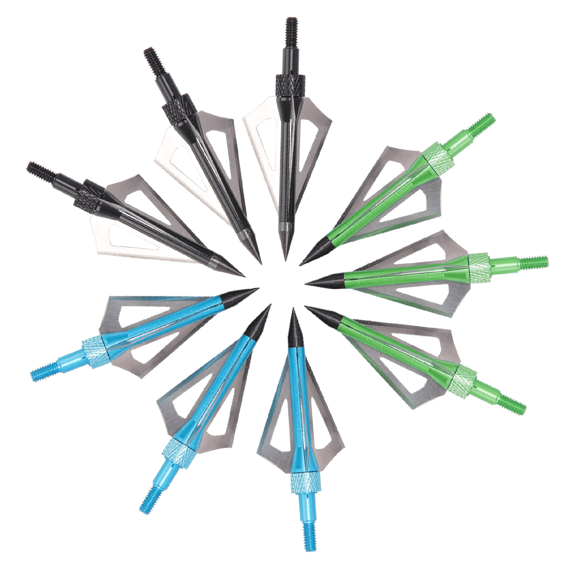 Hunting Archery Broadheads, 3 Fixed Blades, 12 Pcs 100 Grain Stainless ...