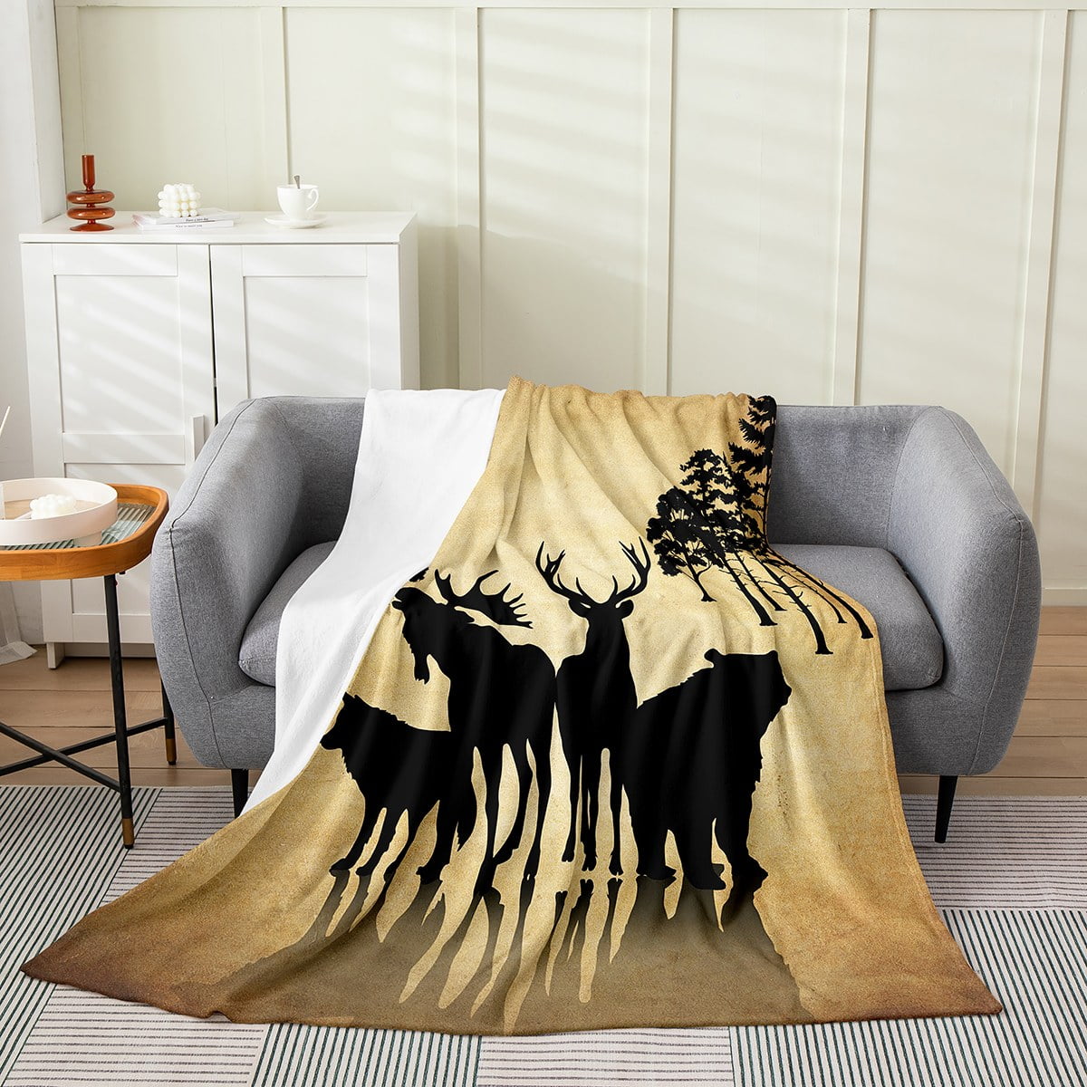 Customer reviews for Hunting Bear Deer Throw Blanket Throw Size, Retro ...