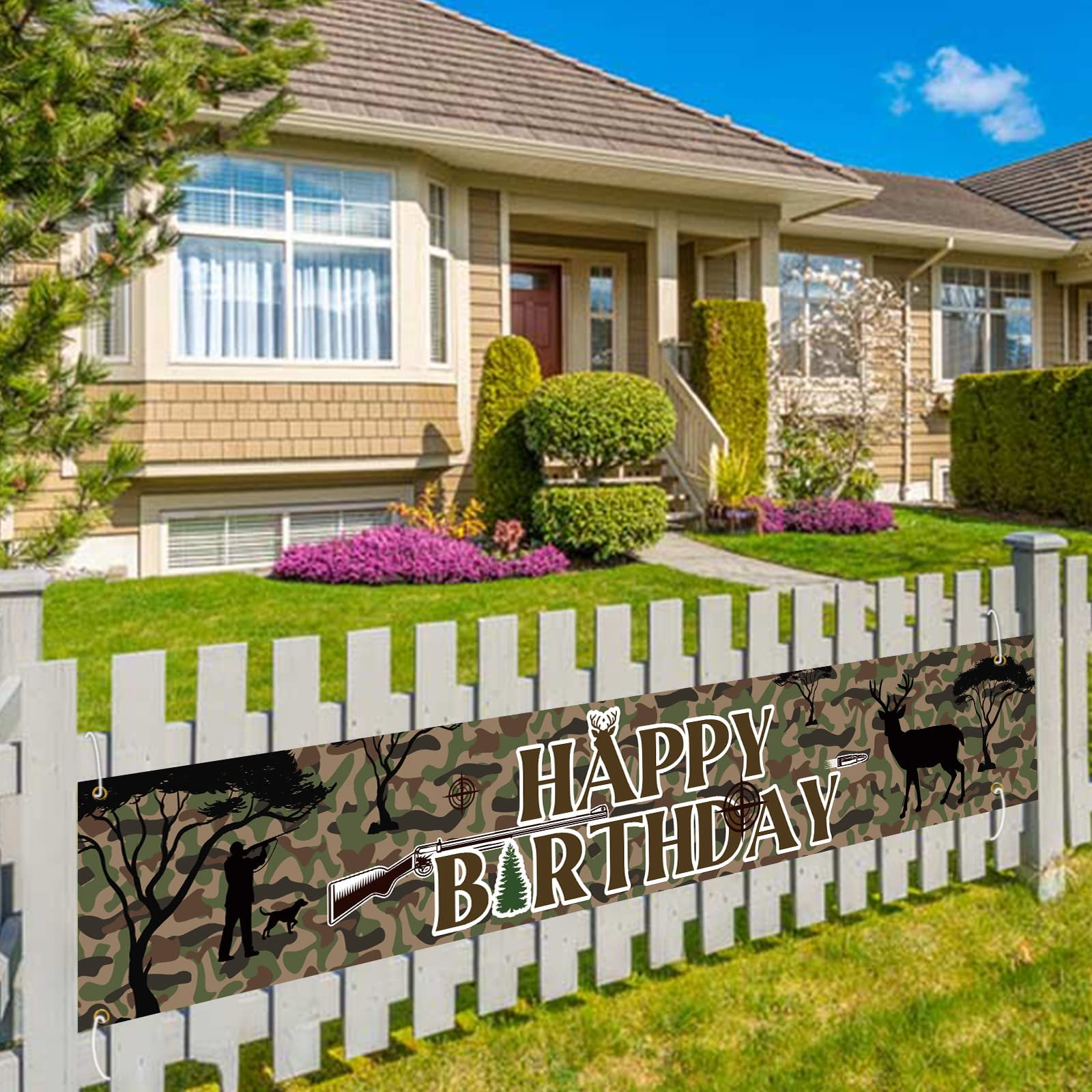 Hunting Birthday Banner for Men Boys G Hunting Happy Birthday Yard ...