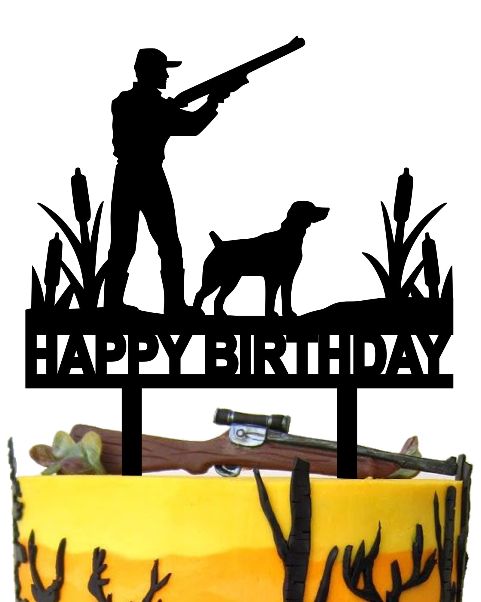 Hunting Birthday Cake Topper Gone Hunting Hunter H2FSDCamping Woodland ...