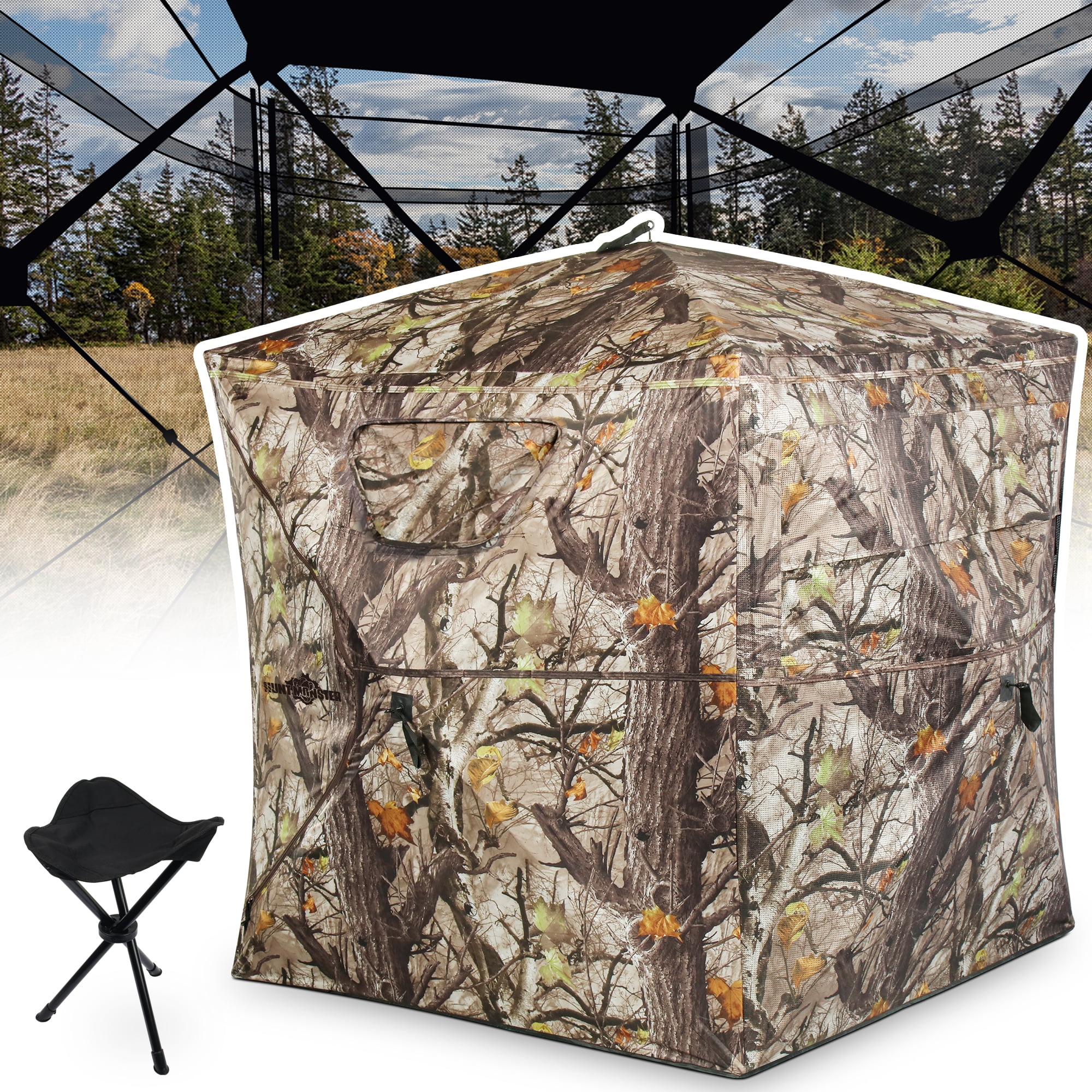 Hunting Blind 1-3 Person with Tri-Leg Hunting Stool, 270 Degree See ...