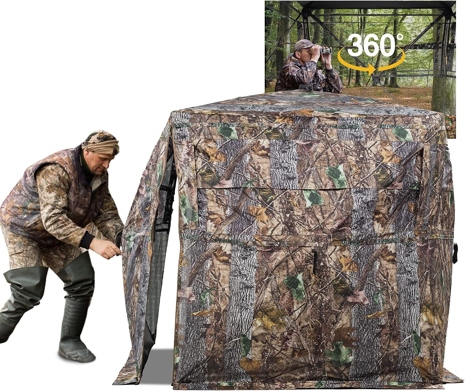 Hunting Blind 270/360 Degree See Through Ground Blind with Carrying Bag ...