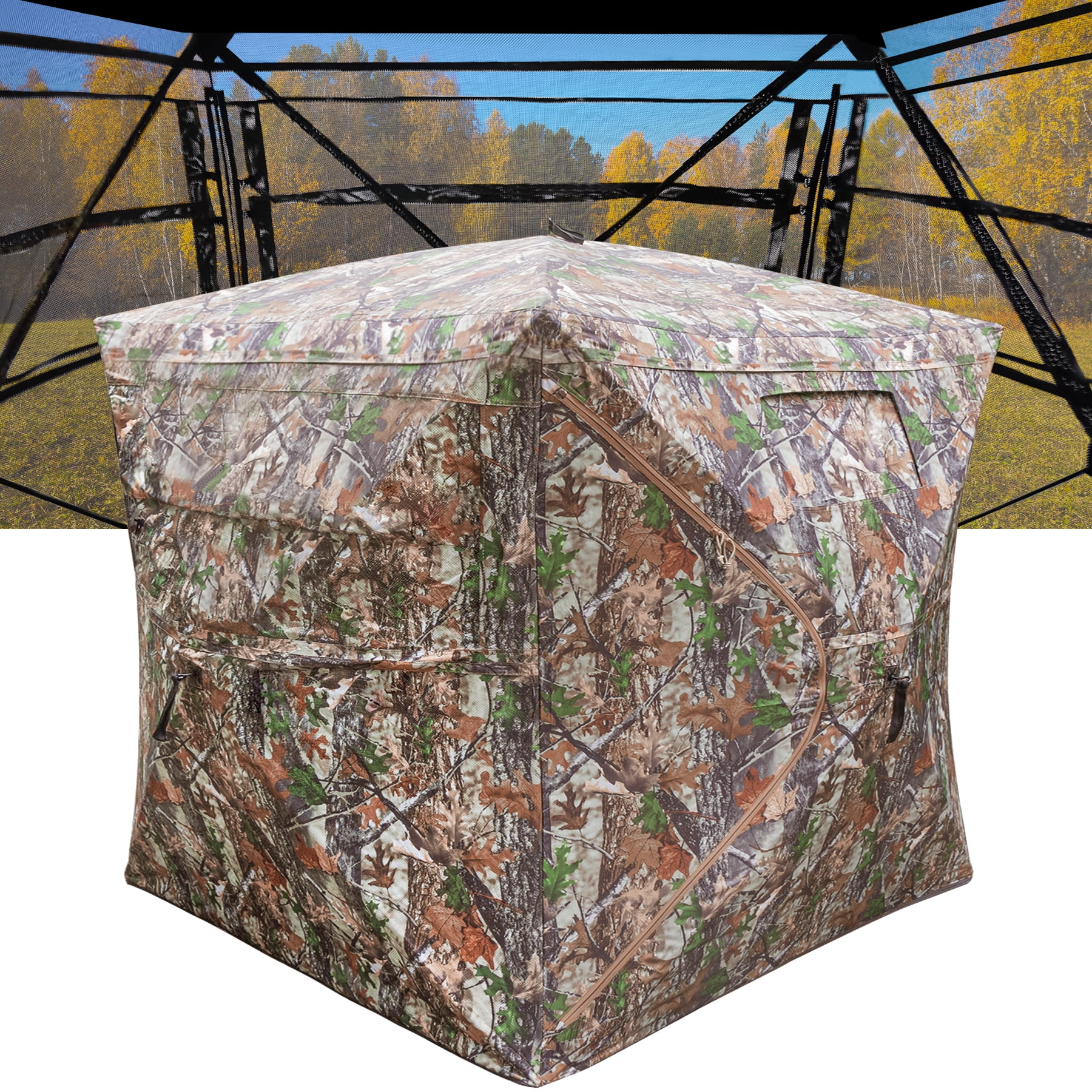 Hunting Blind,Pop Up Ground Blind 270 Degree See Through,Portable 2/3/4 ...
