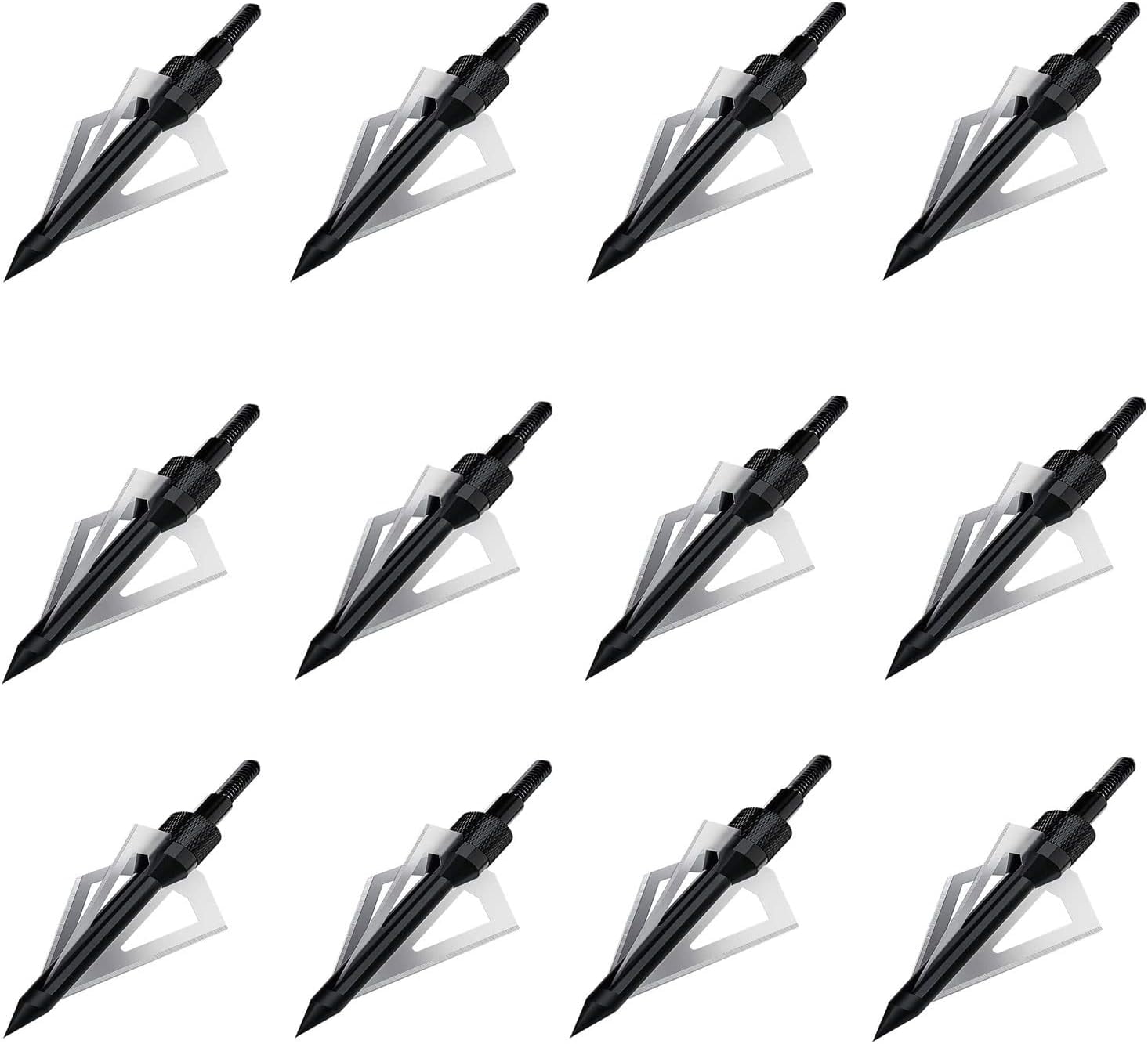 Hunting Broadheads 12PK 3 Blades Archery Broadheads 100 Grain Screw-In Arrow Heads Arrow Tips ...