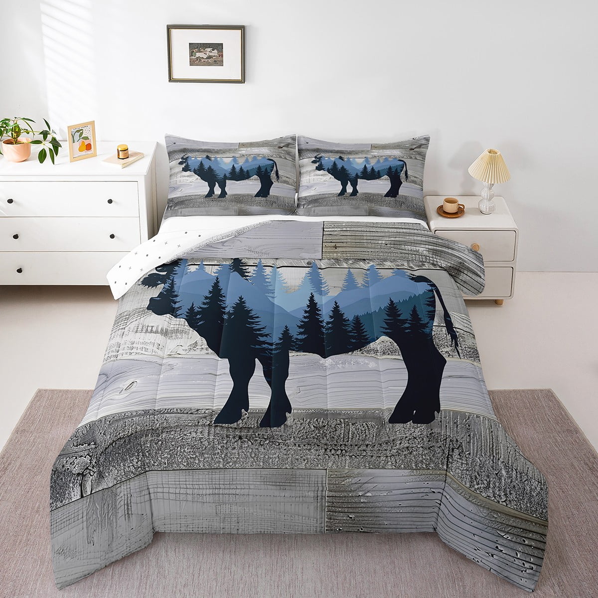 Hunting Bull Full Size Comforter Set, Wildlife Safari Ox Soft Bed Set ...
