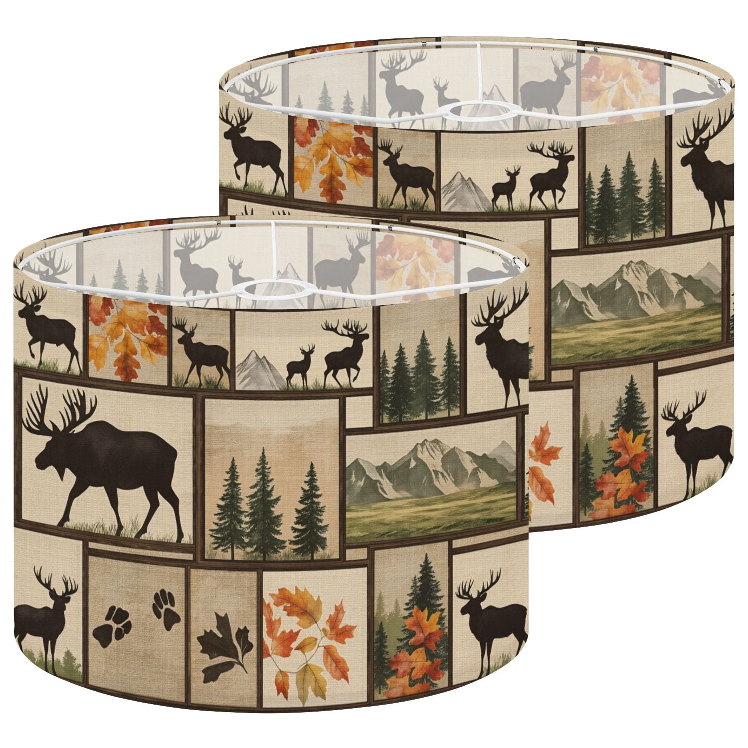 Hunting Cabin Lampshades 2 Pack Cabin Forest Bear Deer Wildlife Camping ...