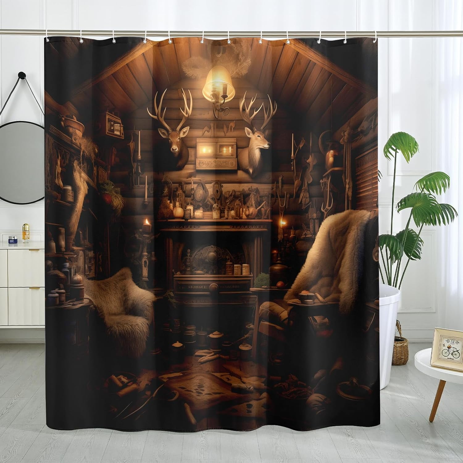 Hunting Cabin Shower Curtain Rustic Wooden Lodge Shower Curtains ...
