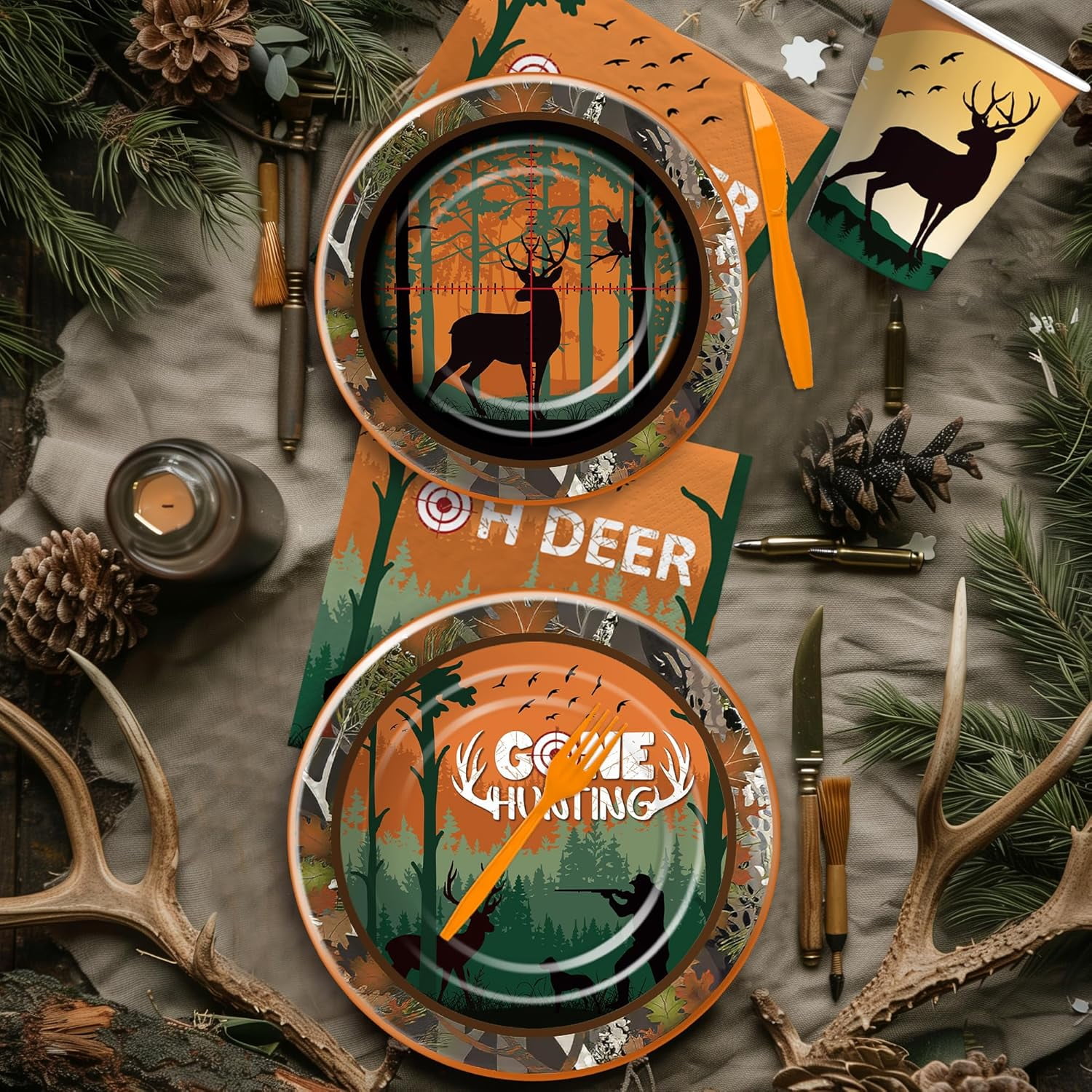 Hunting Camo Party Decorations Tableware - Oh Deer Camouflage Camping ...