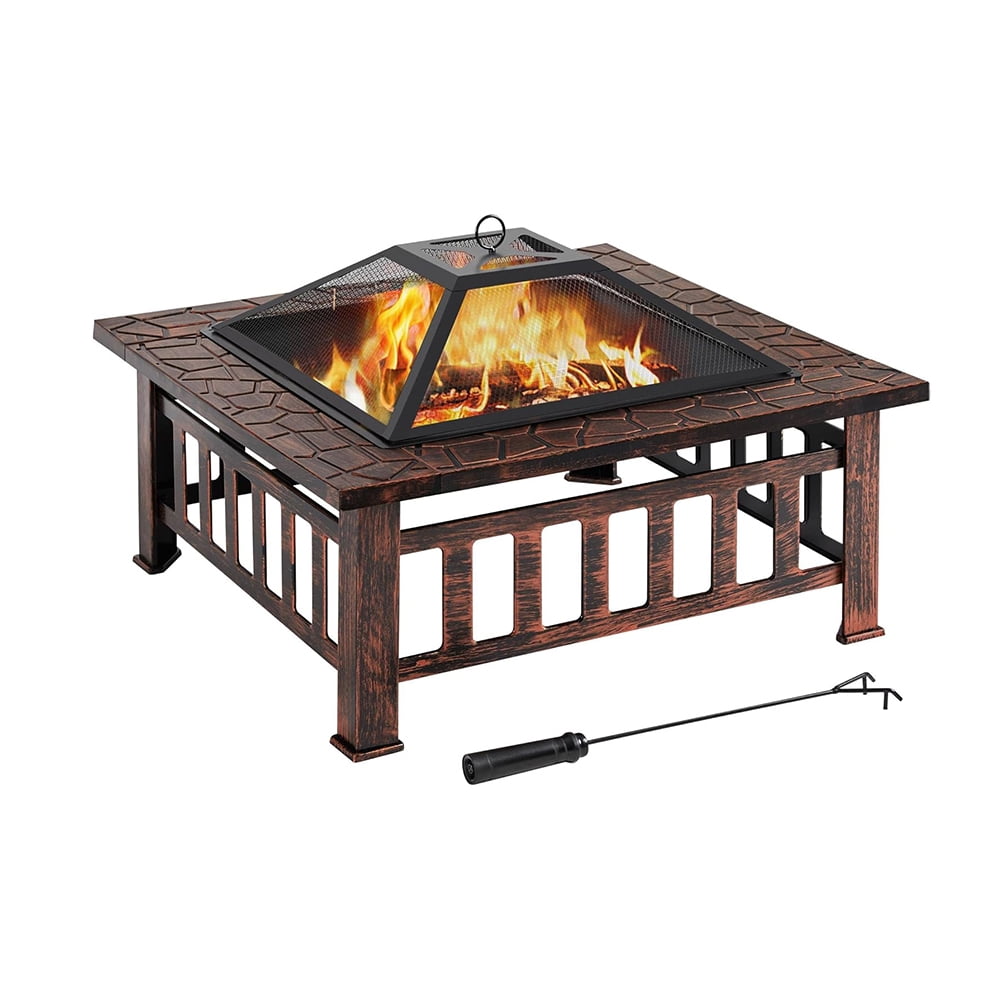 Outdoor Fire Pit Wood Burning 34in Multifunctional Firepits Table Patio ...