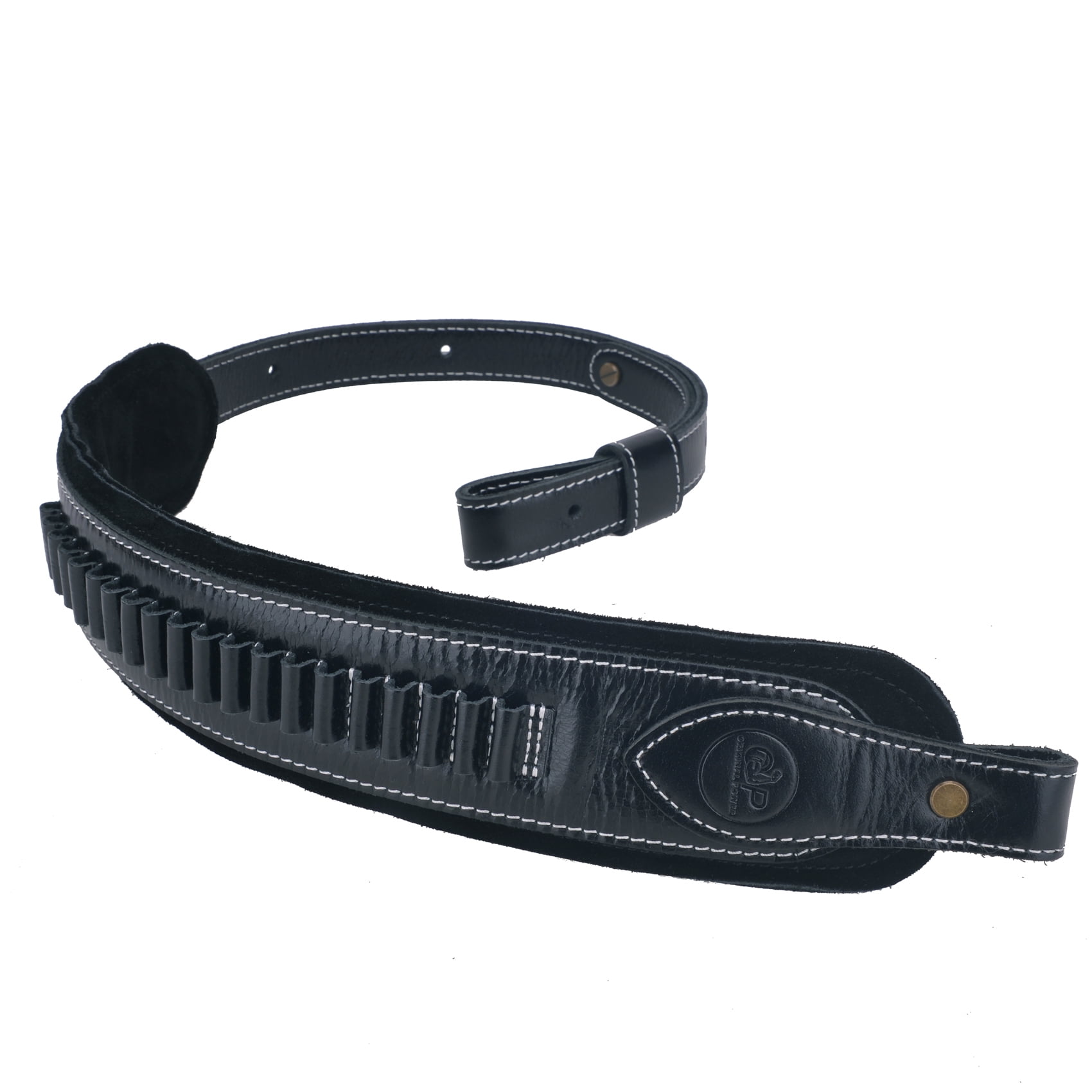 Hunting Coehide Leather Rifle Sling Gun Strap with Ammo Slot Adjustable ...