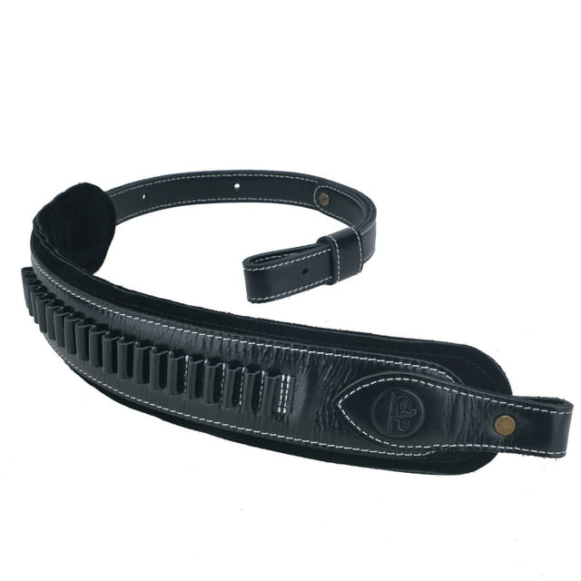 Hunting Coehide Leather Rifle Sling Gun Strap with Ammo Slot Adjustable ...