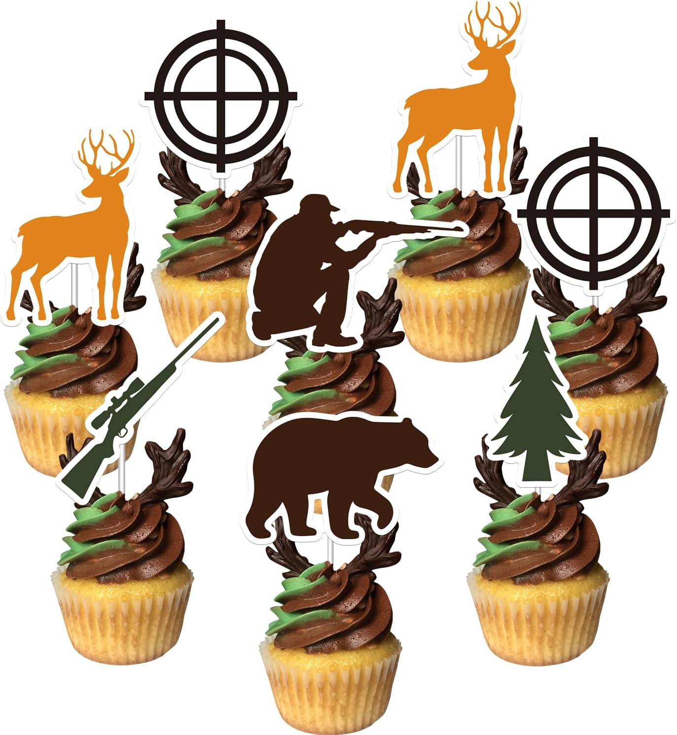 Hunting Cupcake Toppers Hunting Theme Party Decorations Tree Deer ...