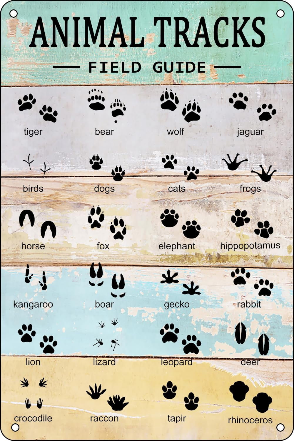 Hunting Decor Animal Tracks Field Guide Metal Signs Vintage Rustic ...