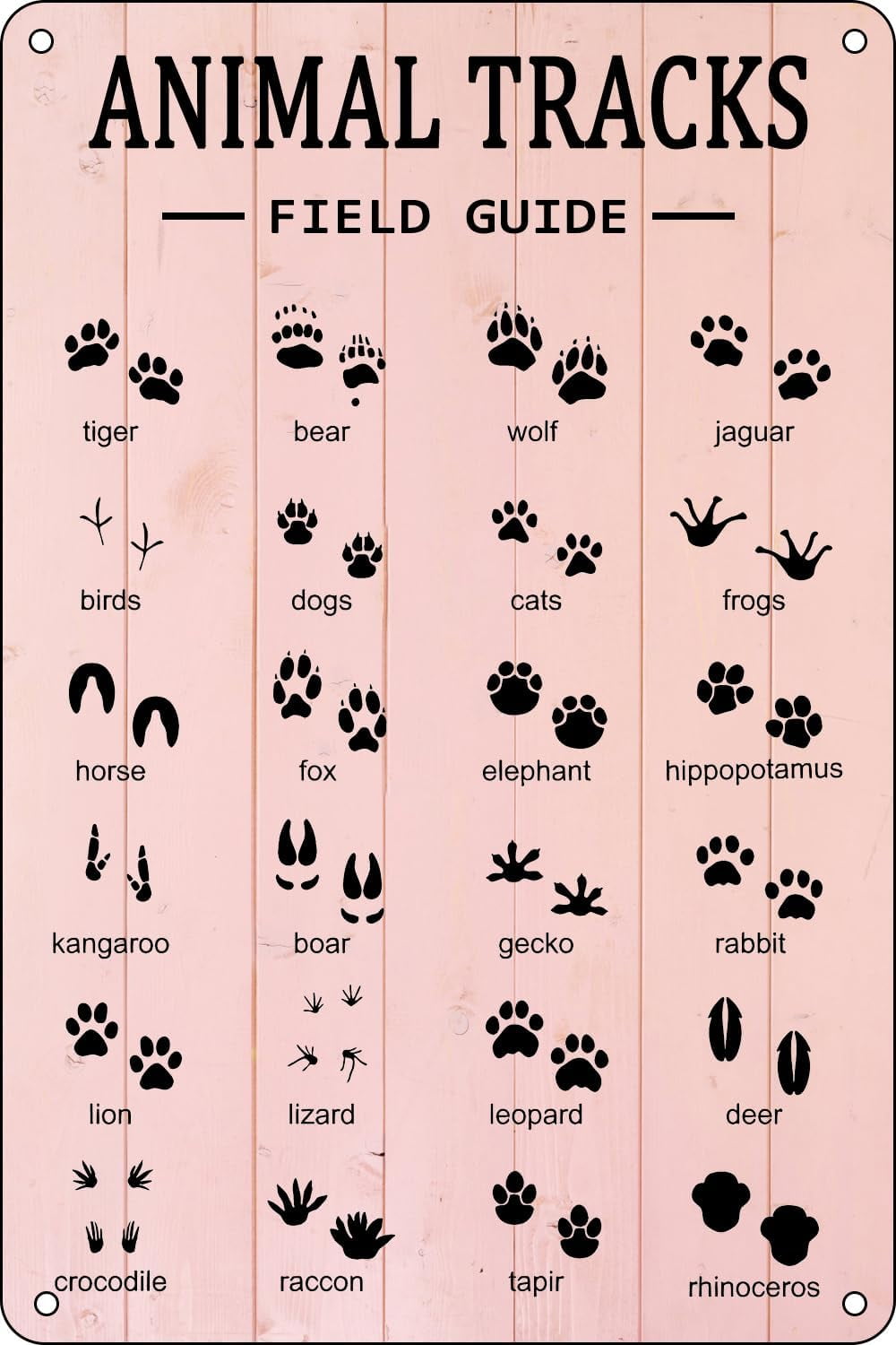 Hunting Decor Animal Tracks Field Guide Vintage Rustic Cabin Decor ...